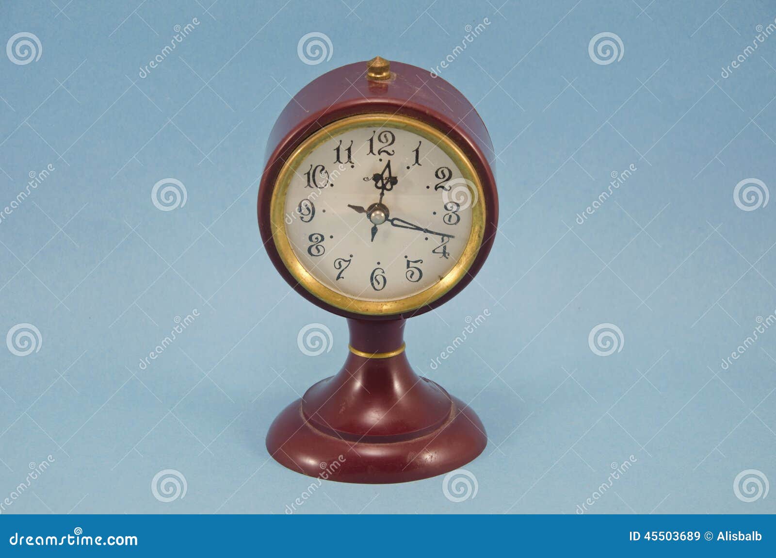 Antique Clock on Blue Background Stock Image - Image of element ...