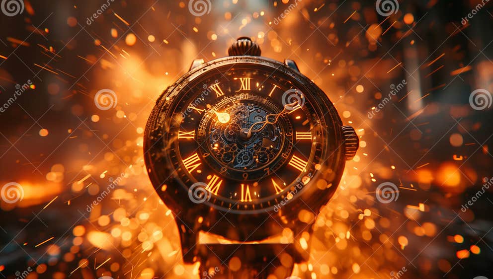 An Antique Clock Explodes in a Fiery and Chaotic Display, Creating a ...