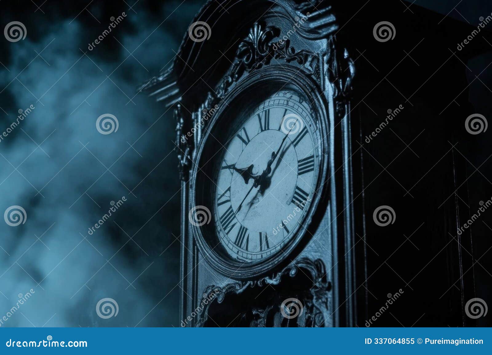 Antique Clock Face with Roman Numerals in Dim Lighting Stock ...