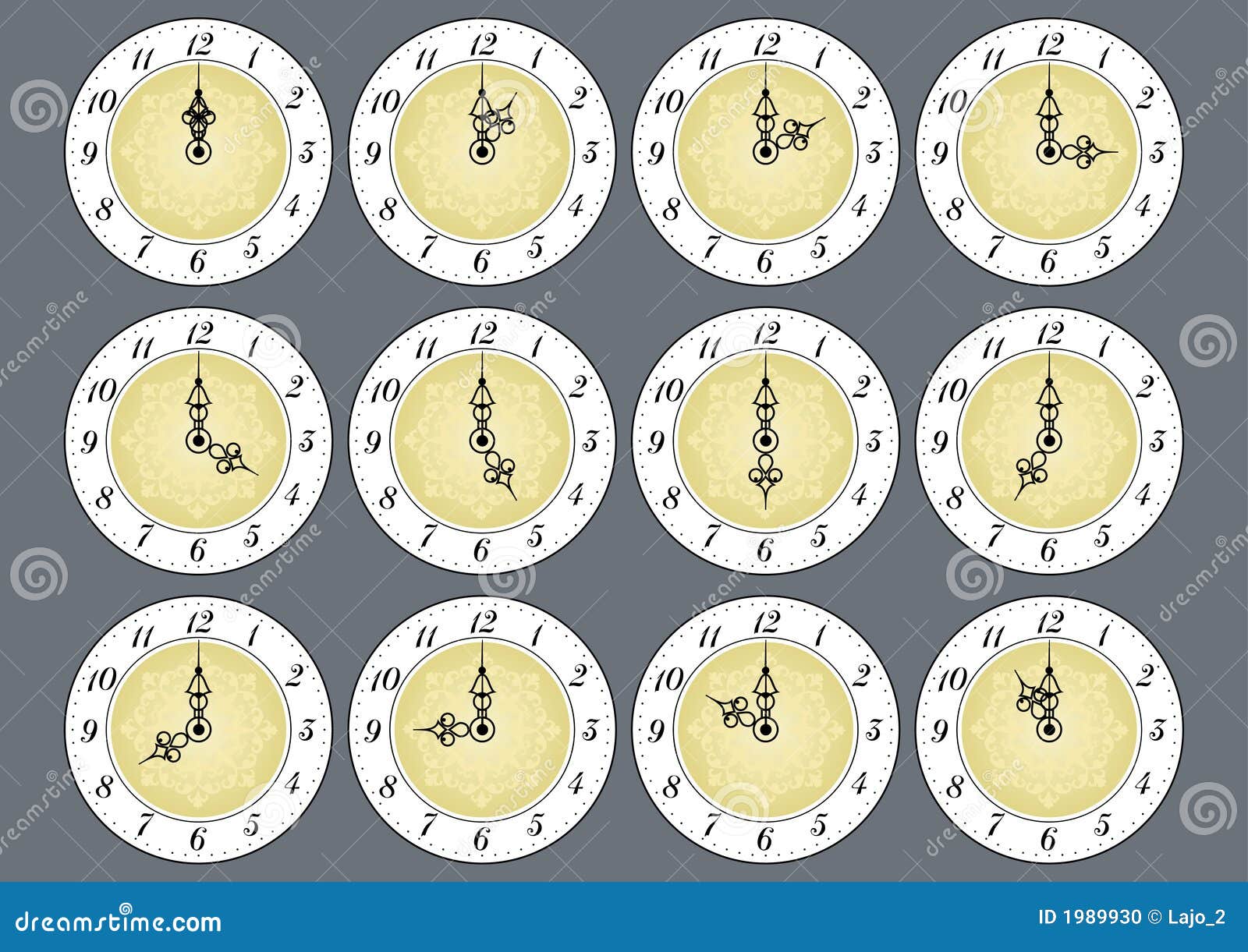 Antique clock faces stock vector. Illustration of hours - 1989930