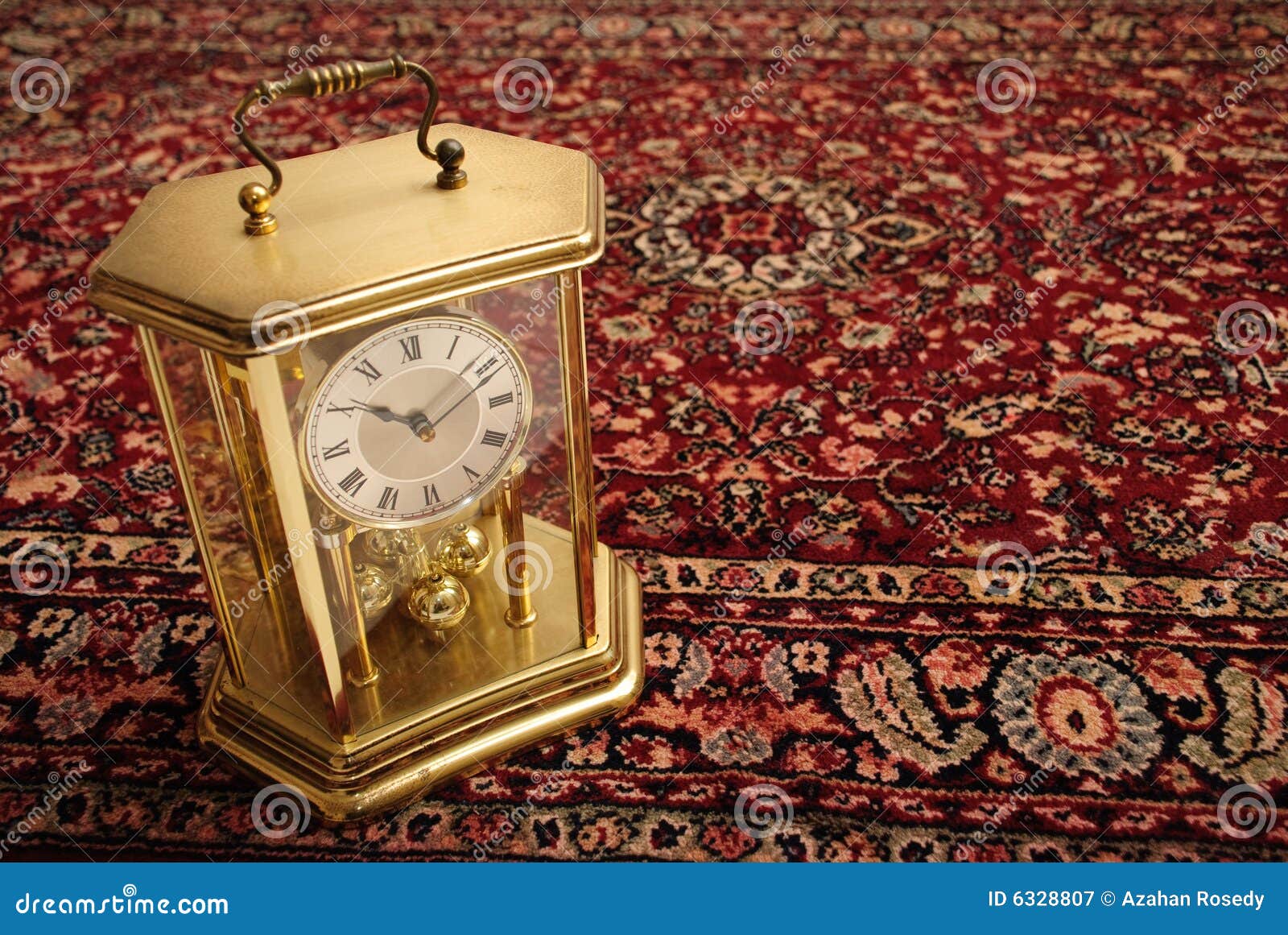 Antique Clock on Persian Rug Stock Image - Image of vintage, minute ...
