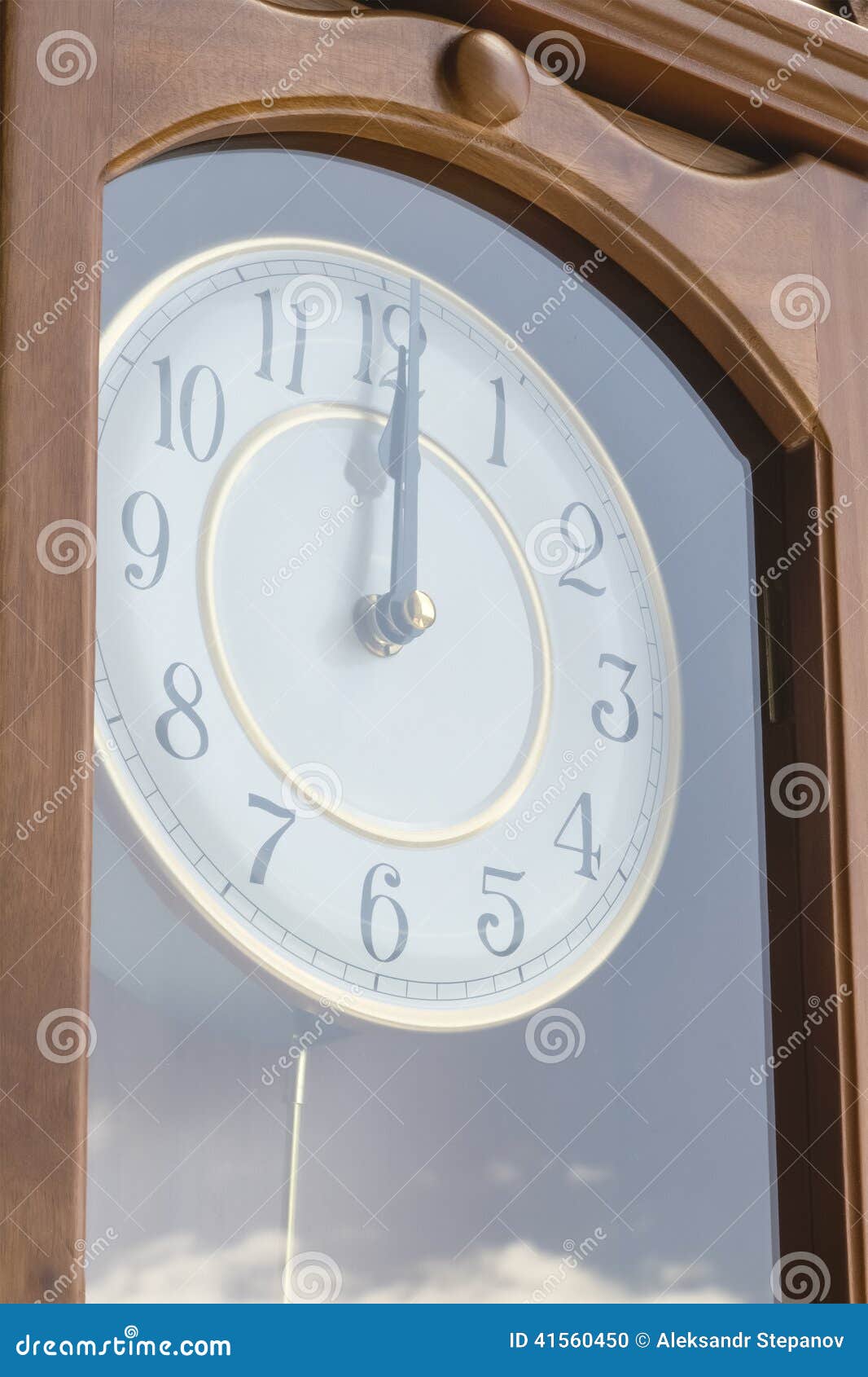 Antique Clock with Reflection of Sky Stock Photo - Image of concept ...