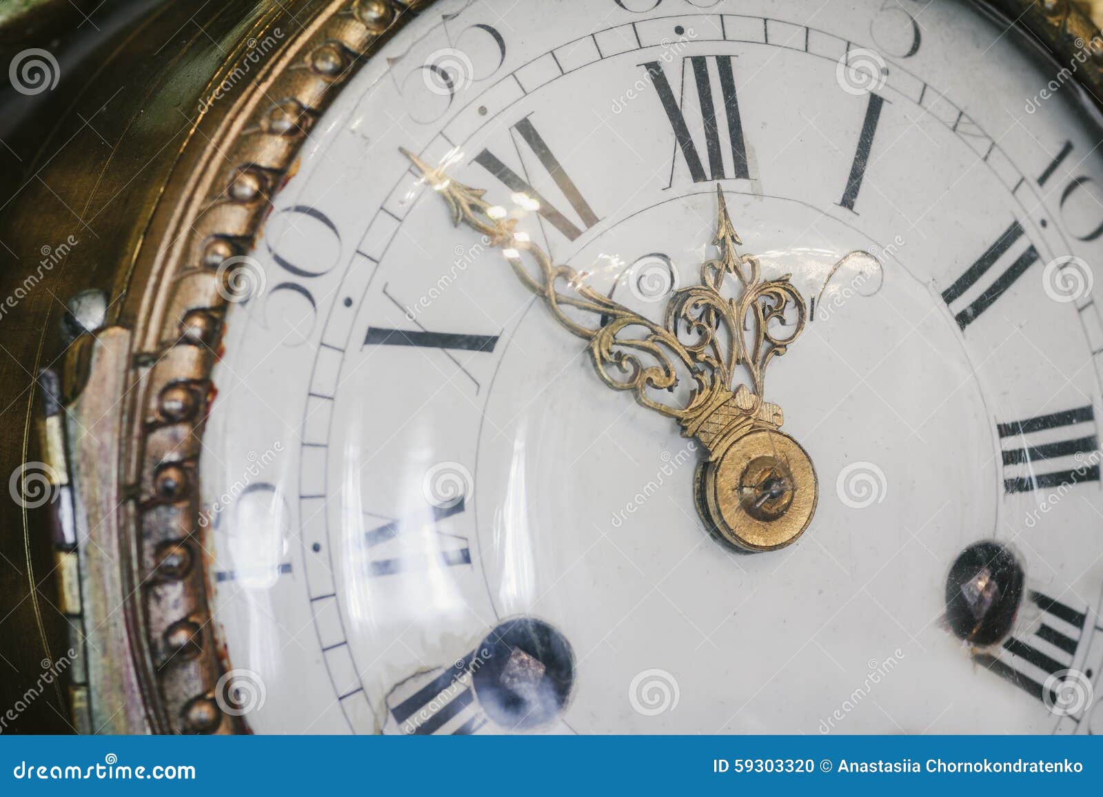 Antique Clock with Roman Numerals Stock Photo - Image of date, color ...
