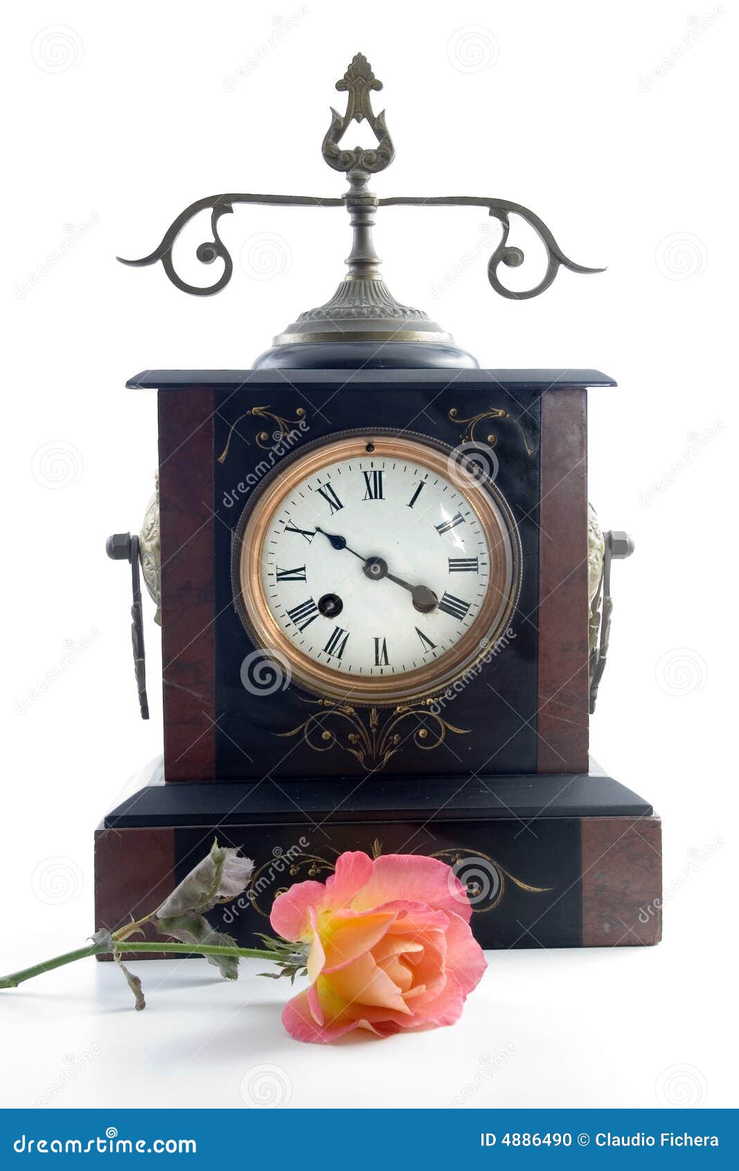 Antique Clock with Spanish Ros Stock Photo - Image of clock, respite: 4886490