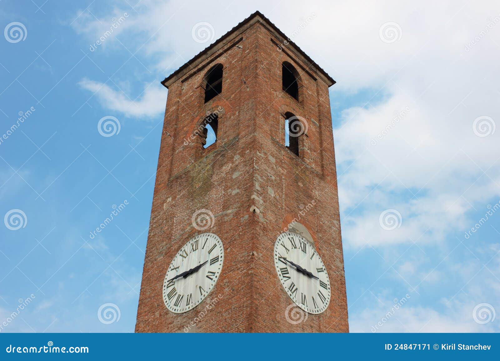 Antique Clock Tower on Blue Sky Background Stock Image - Image of ...