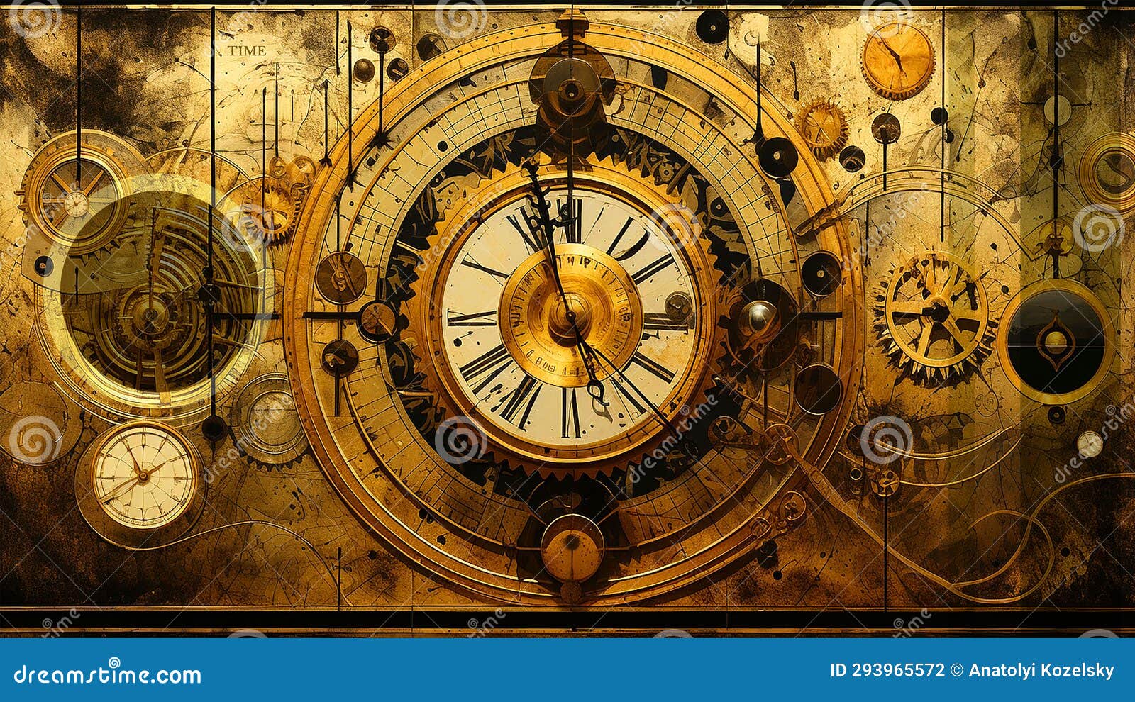 Antique Clock of Unusual Design. Stock Illustration - Illustration of ...