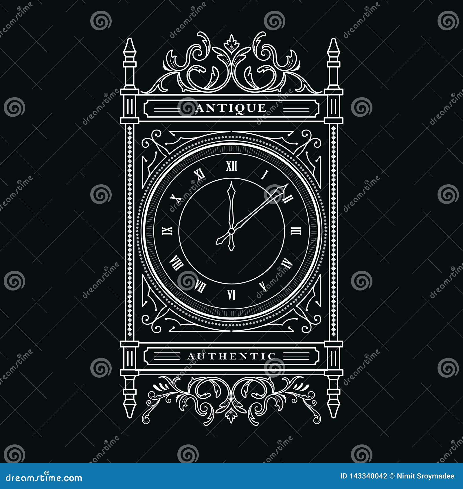 Antique Clock Vintage Frame Gothic Vector Stock Vector - Illustration ...