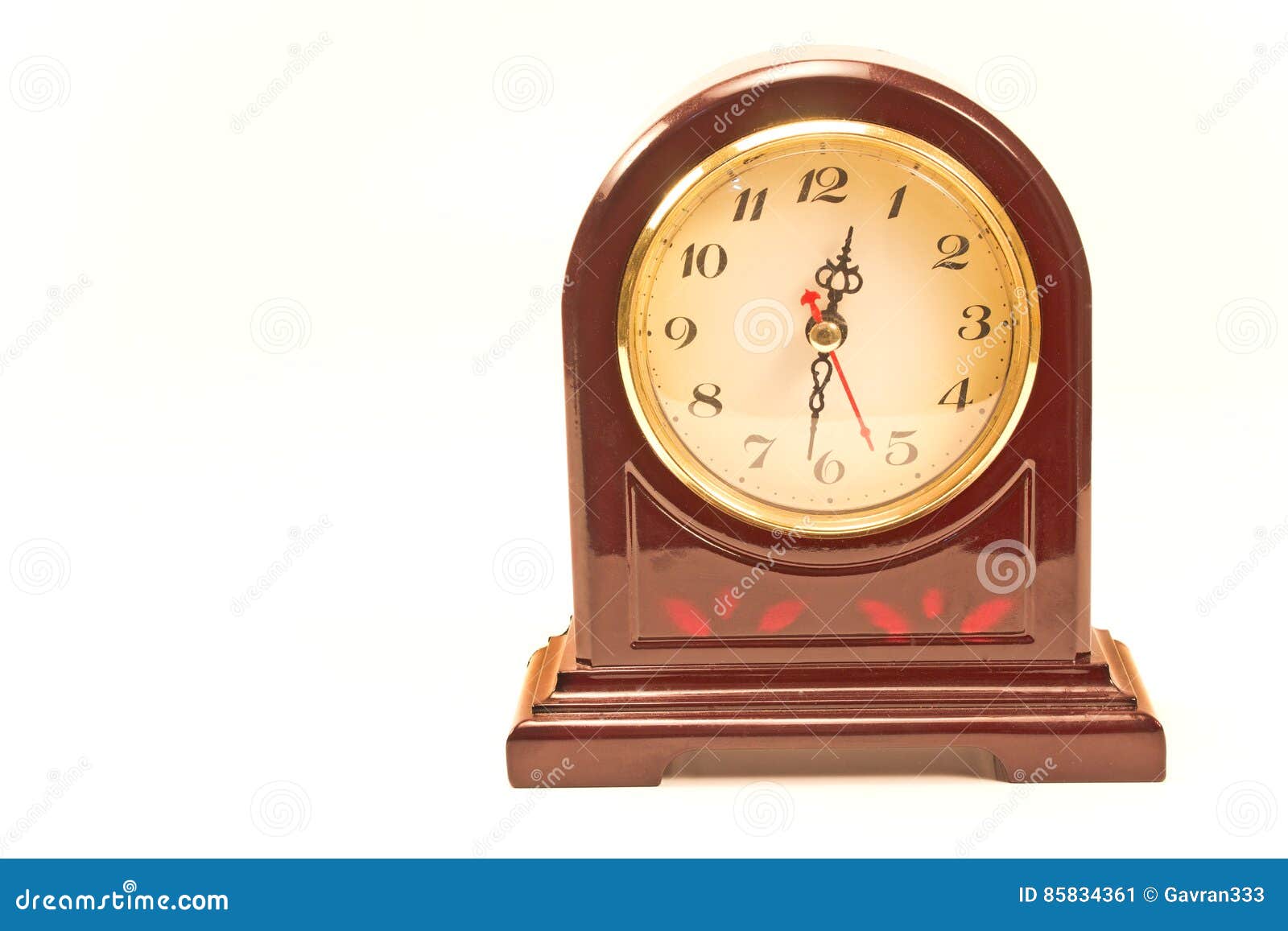 Antique Clock in Wooden Frame Isolated Stock Image - Image of minute ...