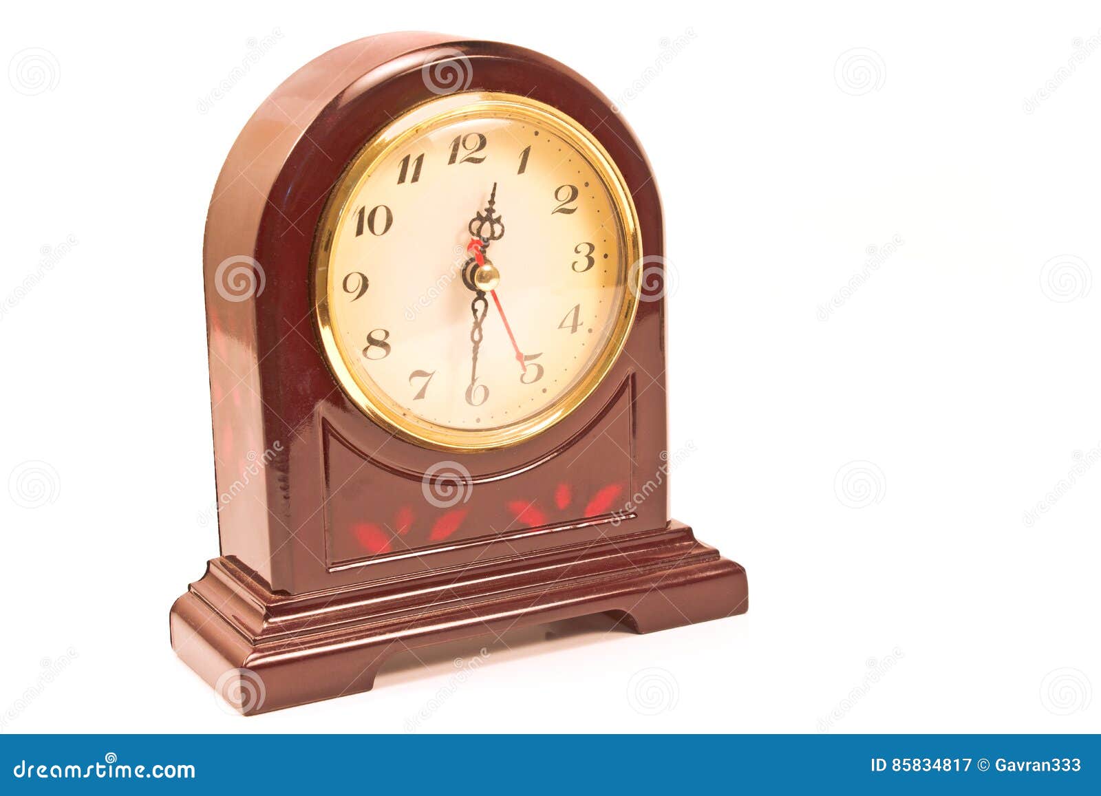 Antique Clock in Wooden Frame Isolated Stock Image - Image of second ...