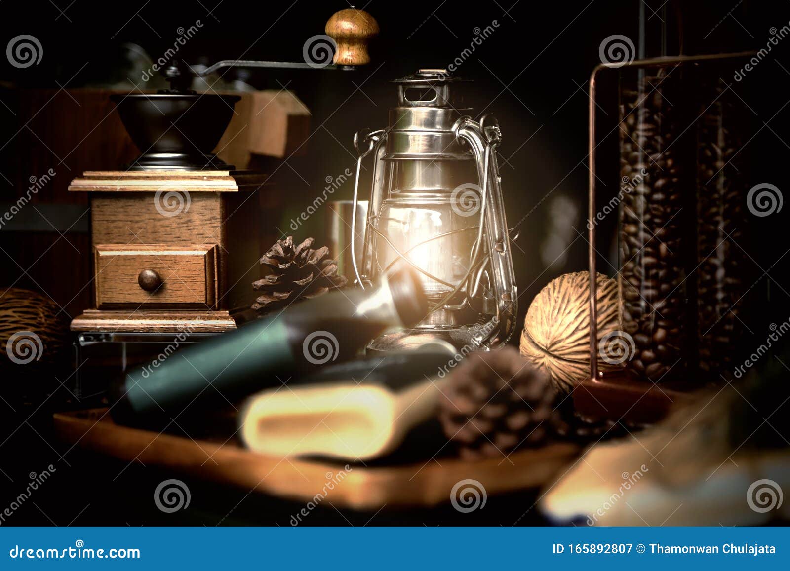 Antique Coffee Grinder with Lamp Stock Image - Image of climate ...
