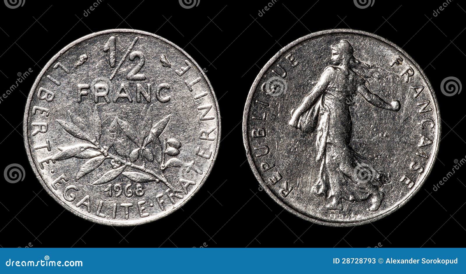 Antique coin of 1/2 franc stock image. Image of coin - 28728793