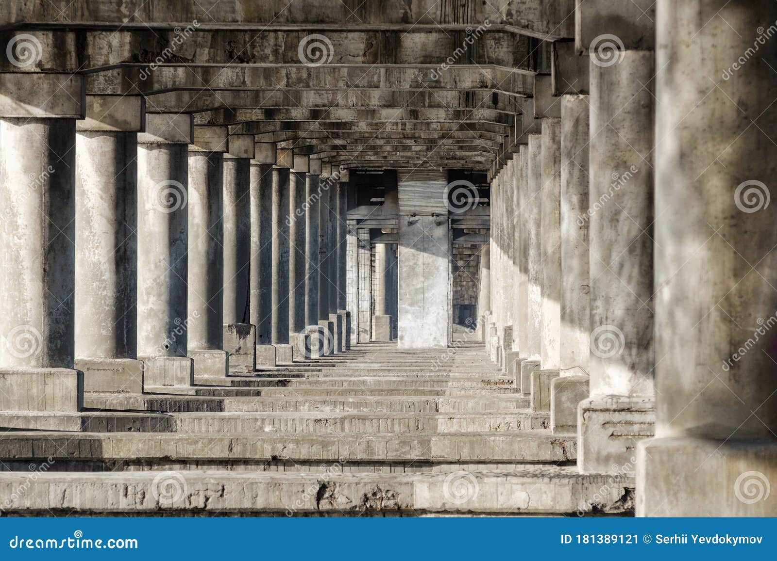 Antique Colonnade. Stone Pillars and Stairs Stock Image - Image of ...