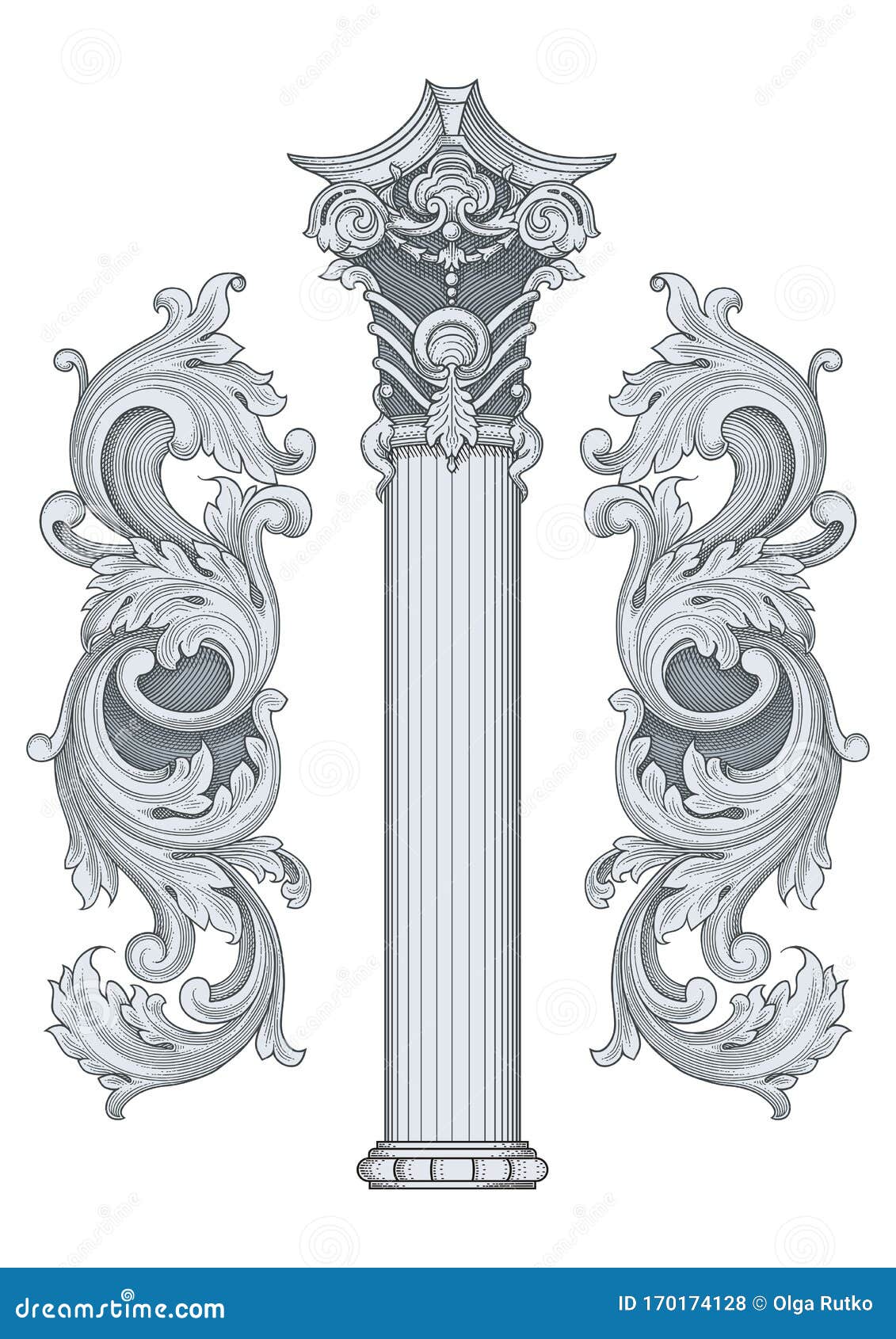 Antique Column with Design Elements Vector #1017 Stock Vector ...