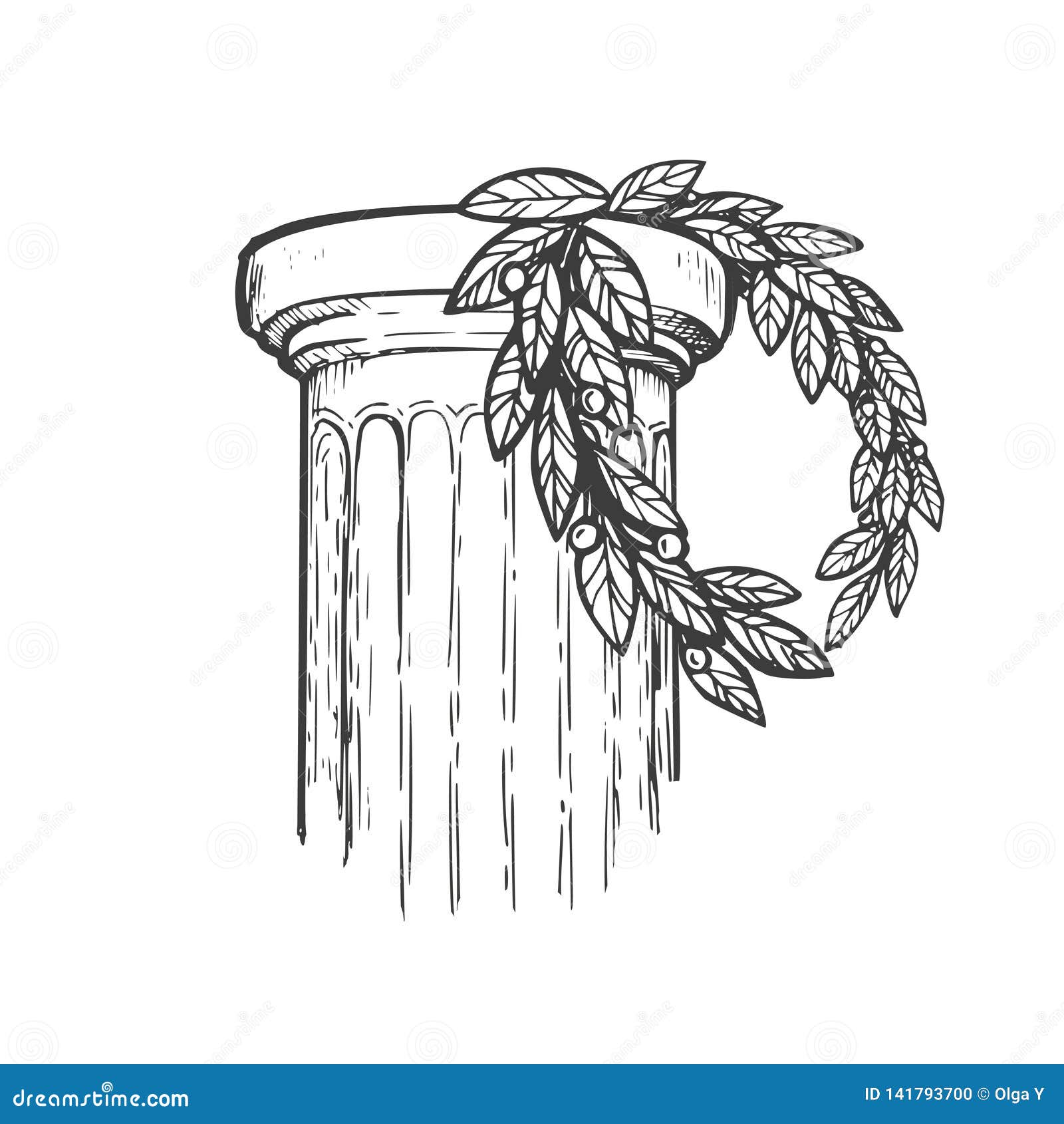 Antique Column Hand Drawn Sketch Stock Vector - Illustration of ...