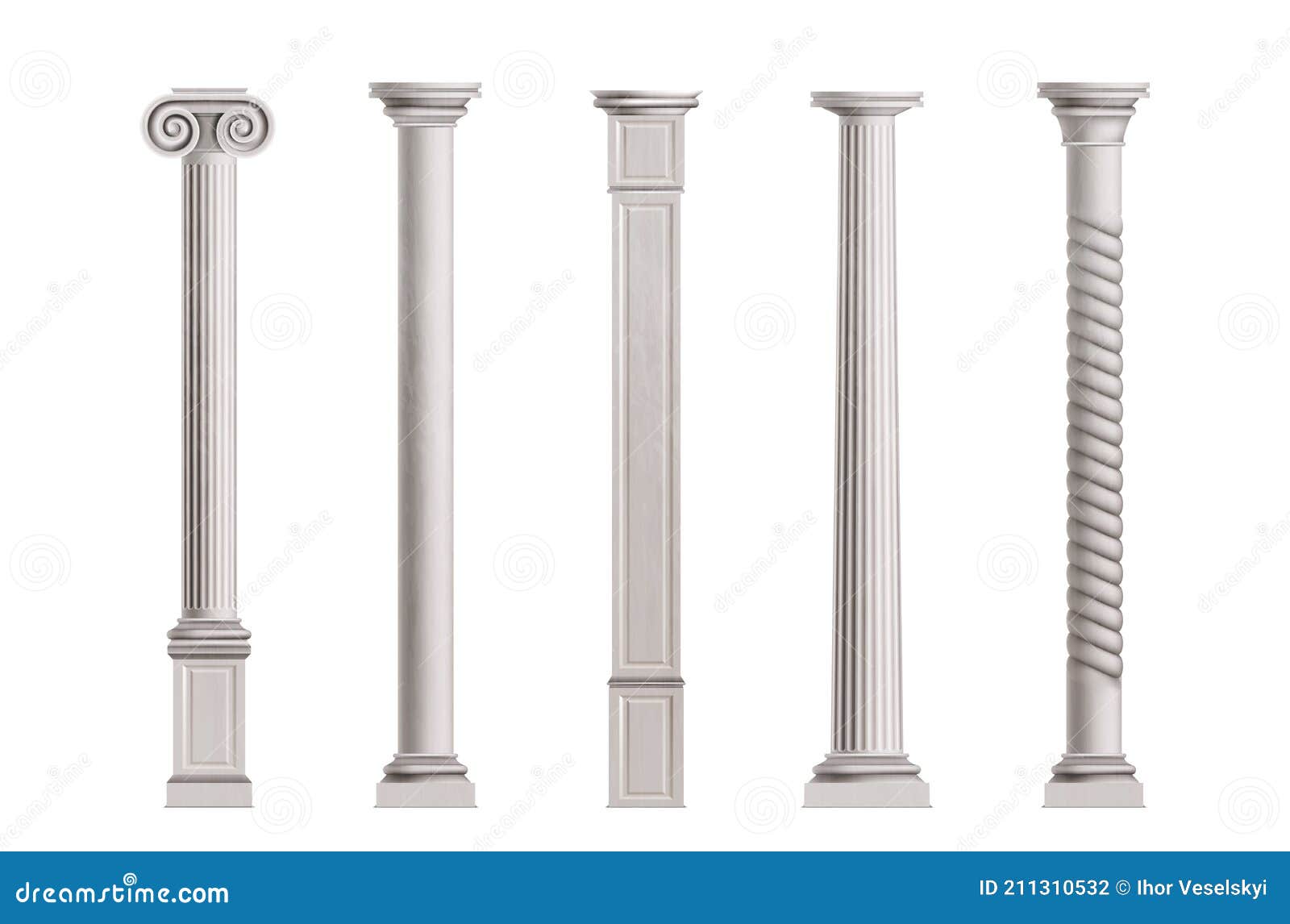 Antique Columns 3d Realistic Vector Collection Stock Vector ...