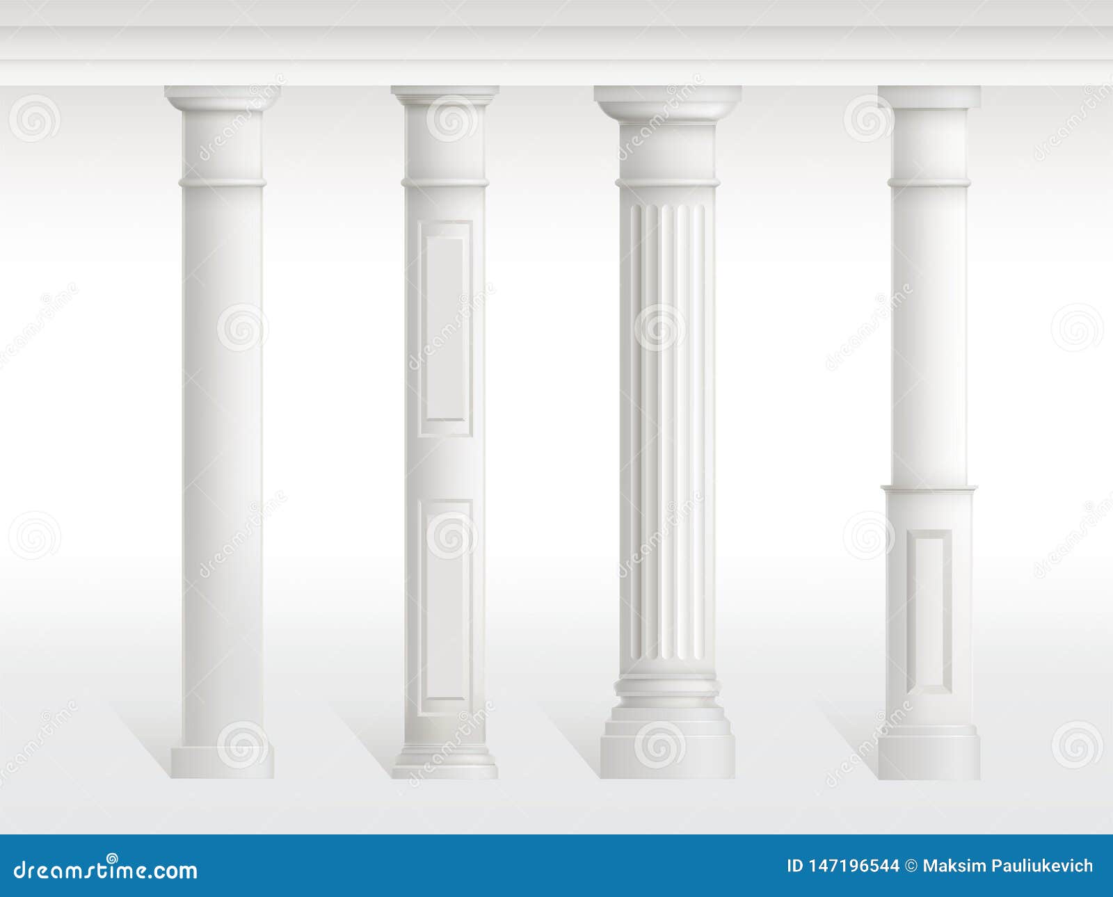 Antique Columns Set, Figured Pillars Balustrade Stock Vector ...