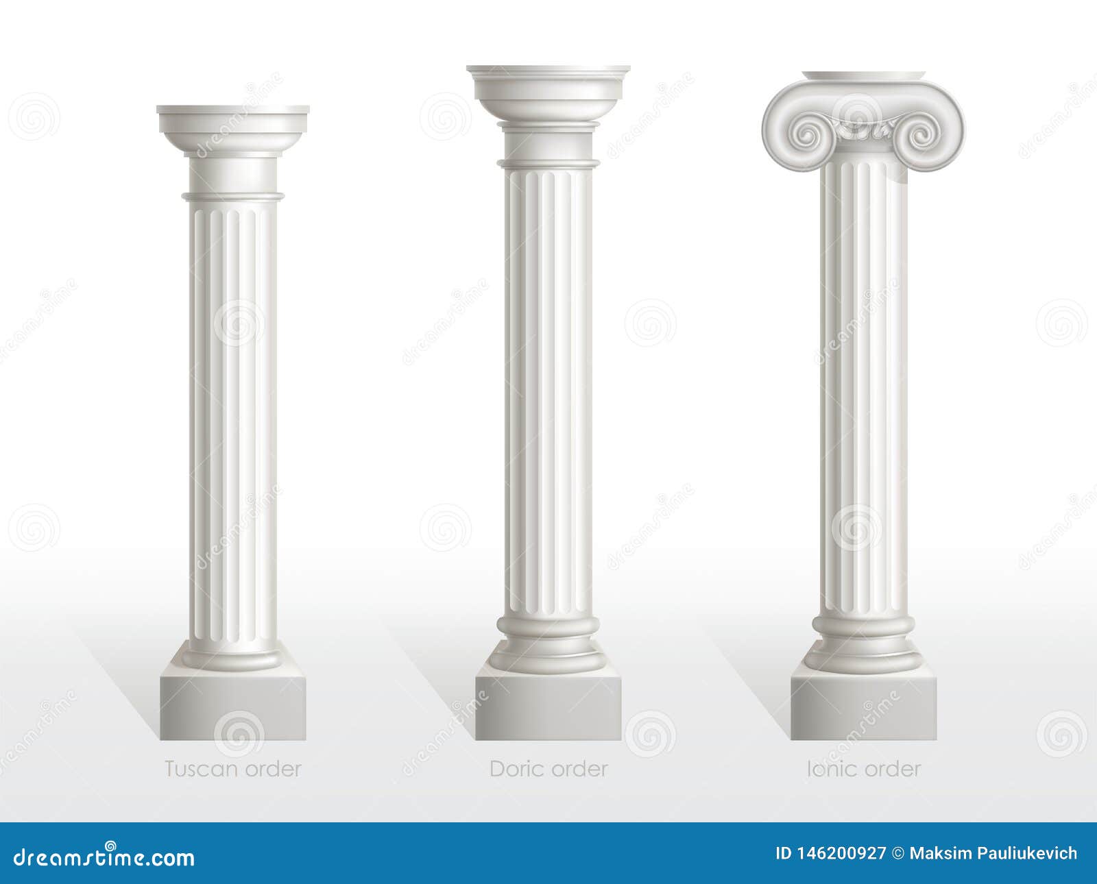 Antique Columns Set of Tuscan, Doric, Ionic Order. Stock Vector ...