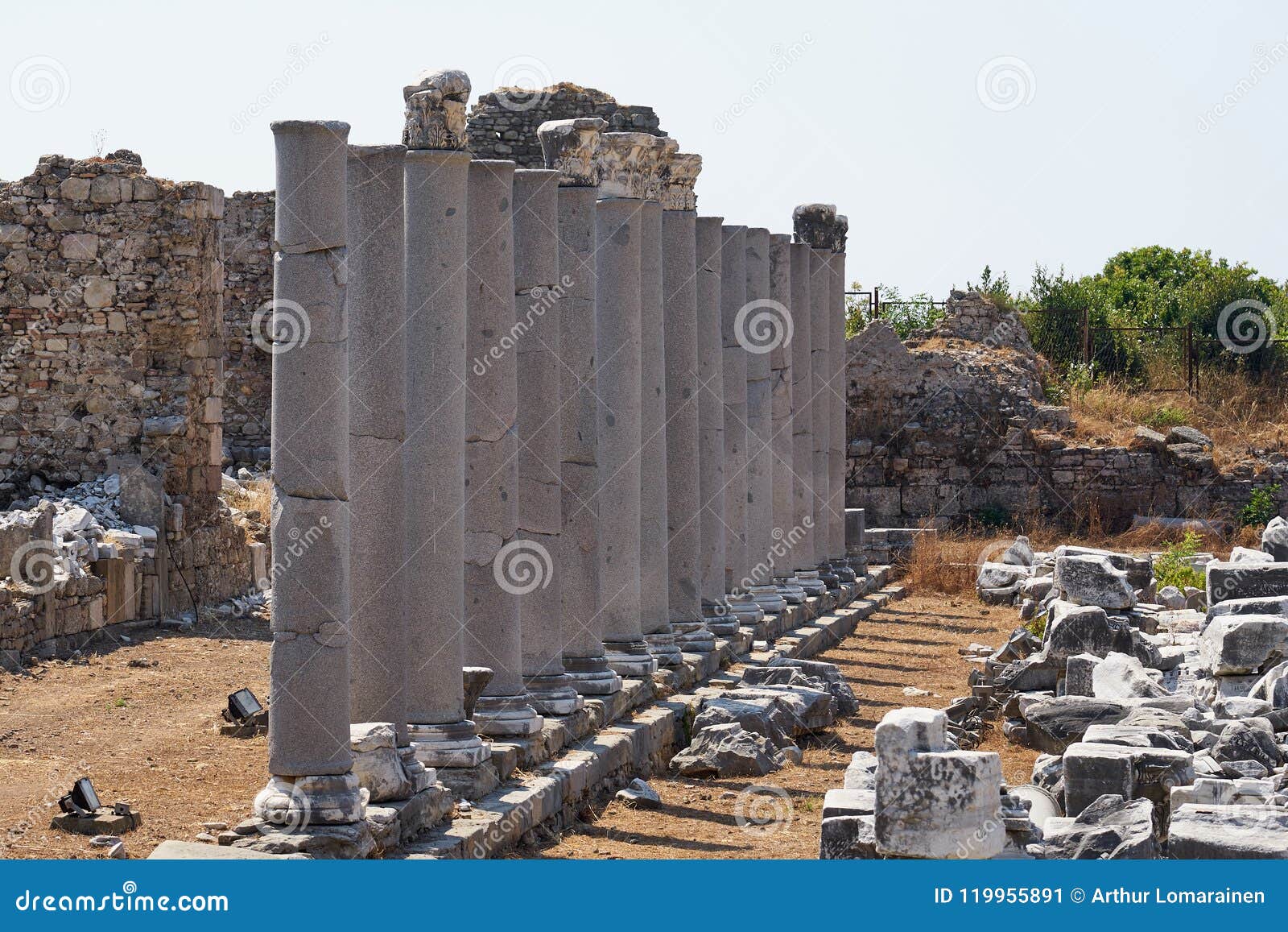 Antique Columns in Side, Turkey. Stock Image - Image of columns, cement ...