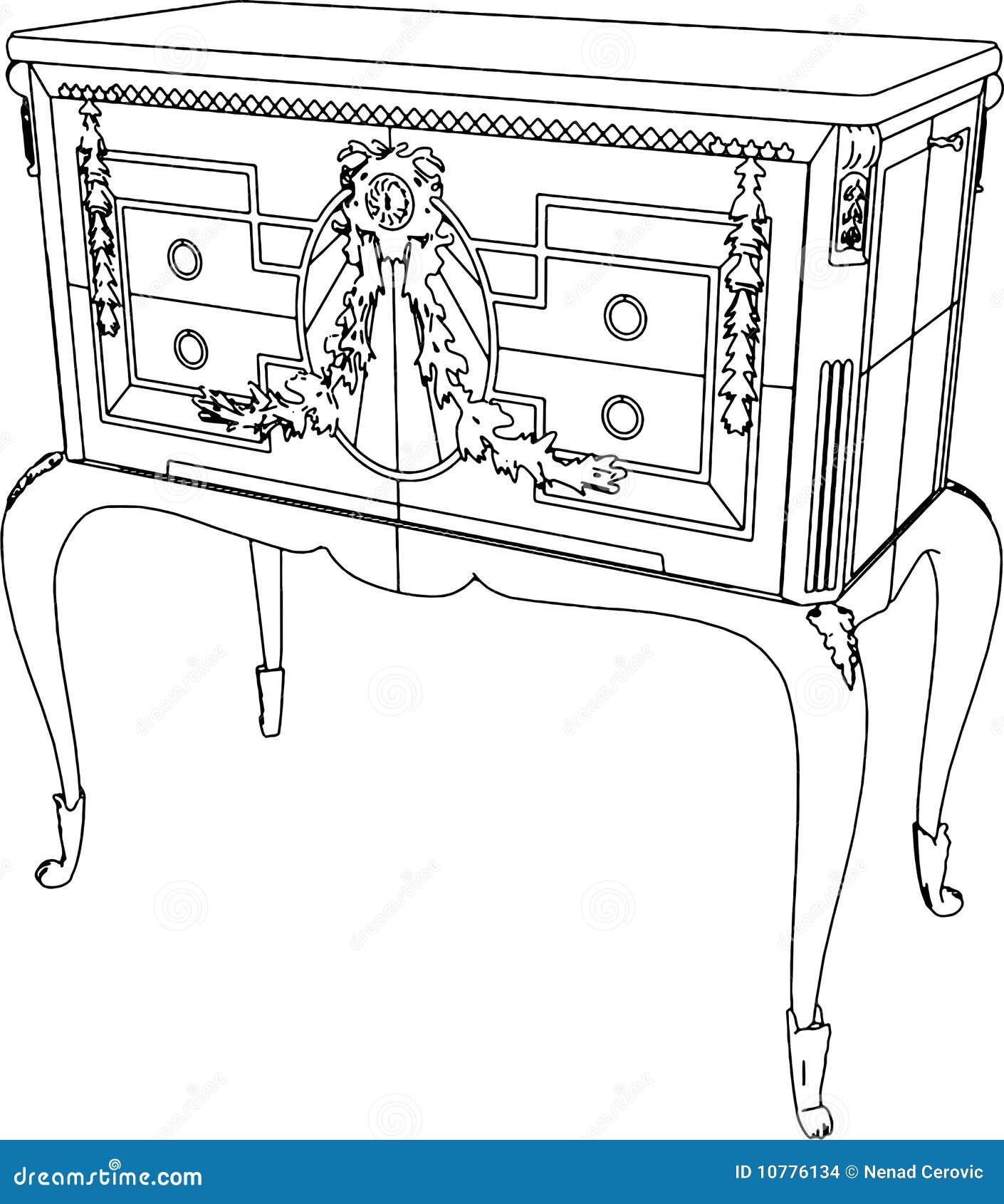 Antique Commode Vector 01 stock vector. Illustration of black - 10776134