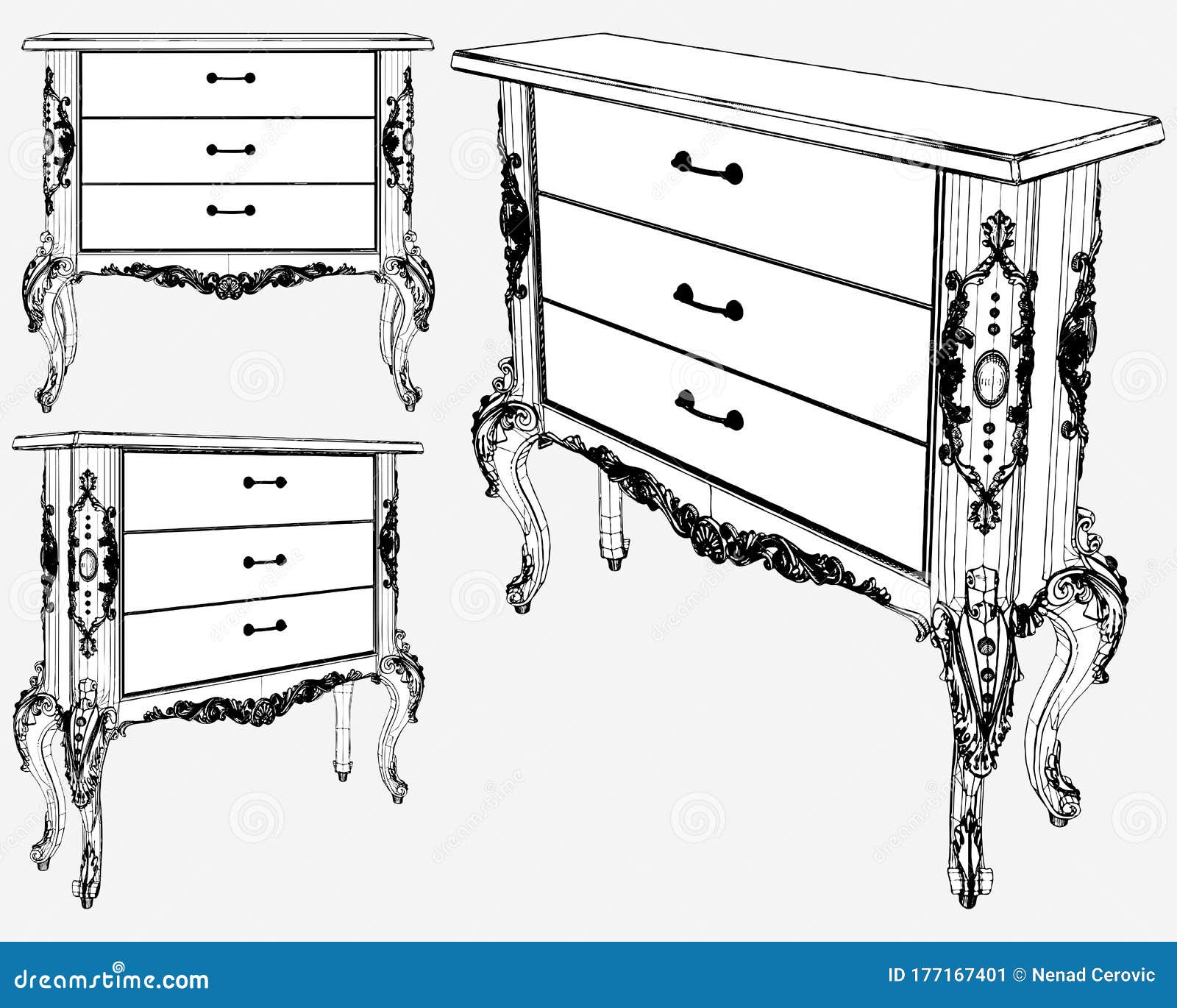 Antique Commode Vector. Illustration Isolated on White Background Stock ...