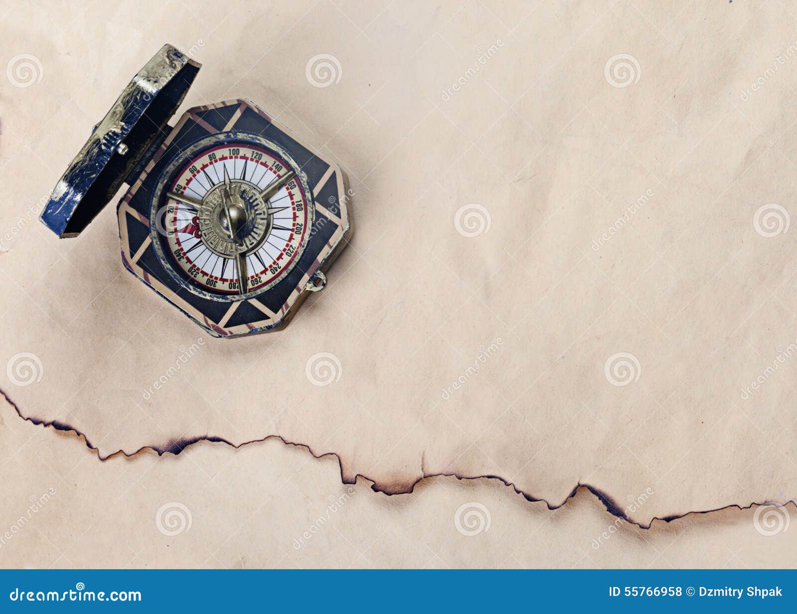 Antique Compass Over Old Paper Background Stock Photo - Image of ...