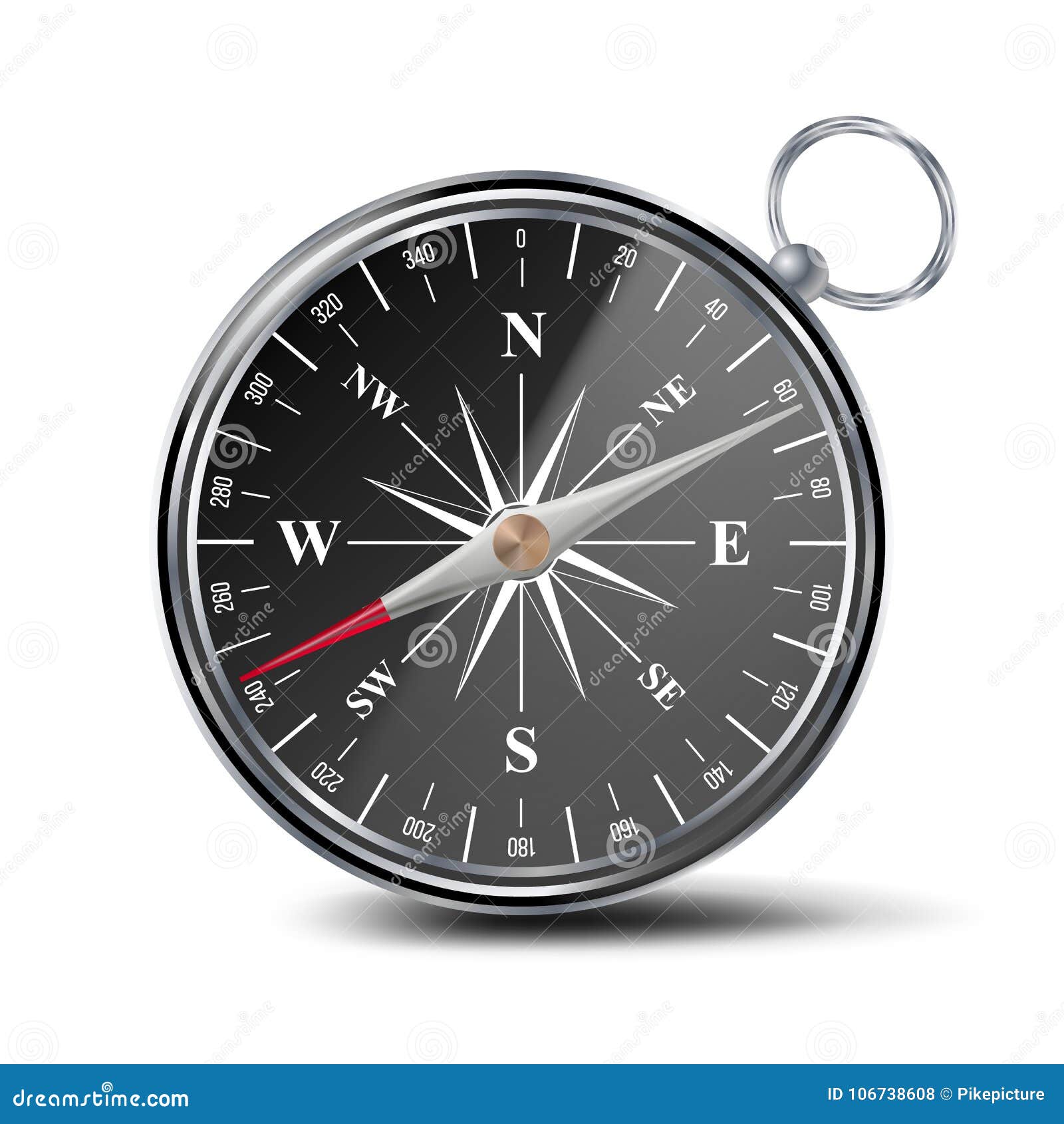 Antique Compass Vector. Metal Compass 3d Object. Isolated Illustration ...