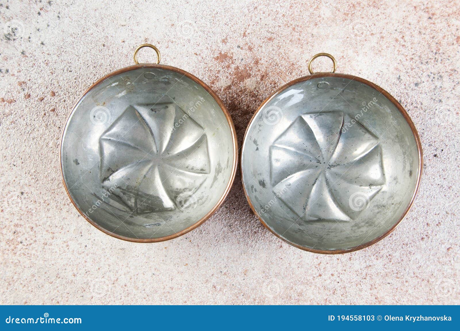 Antique Copper Molds on a Concrete Background Stock Image - Image of ...
