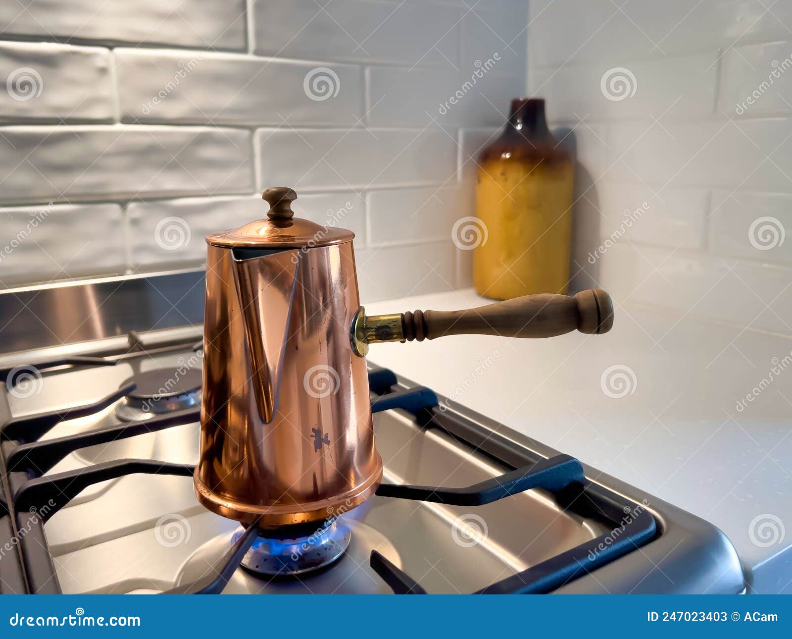 Antique Copper Turkish Coffee Pot on Stove Stock Image - Image of ...