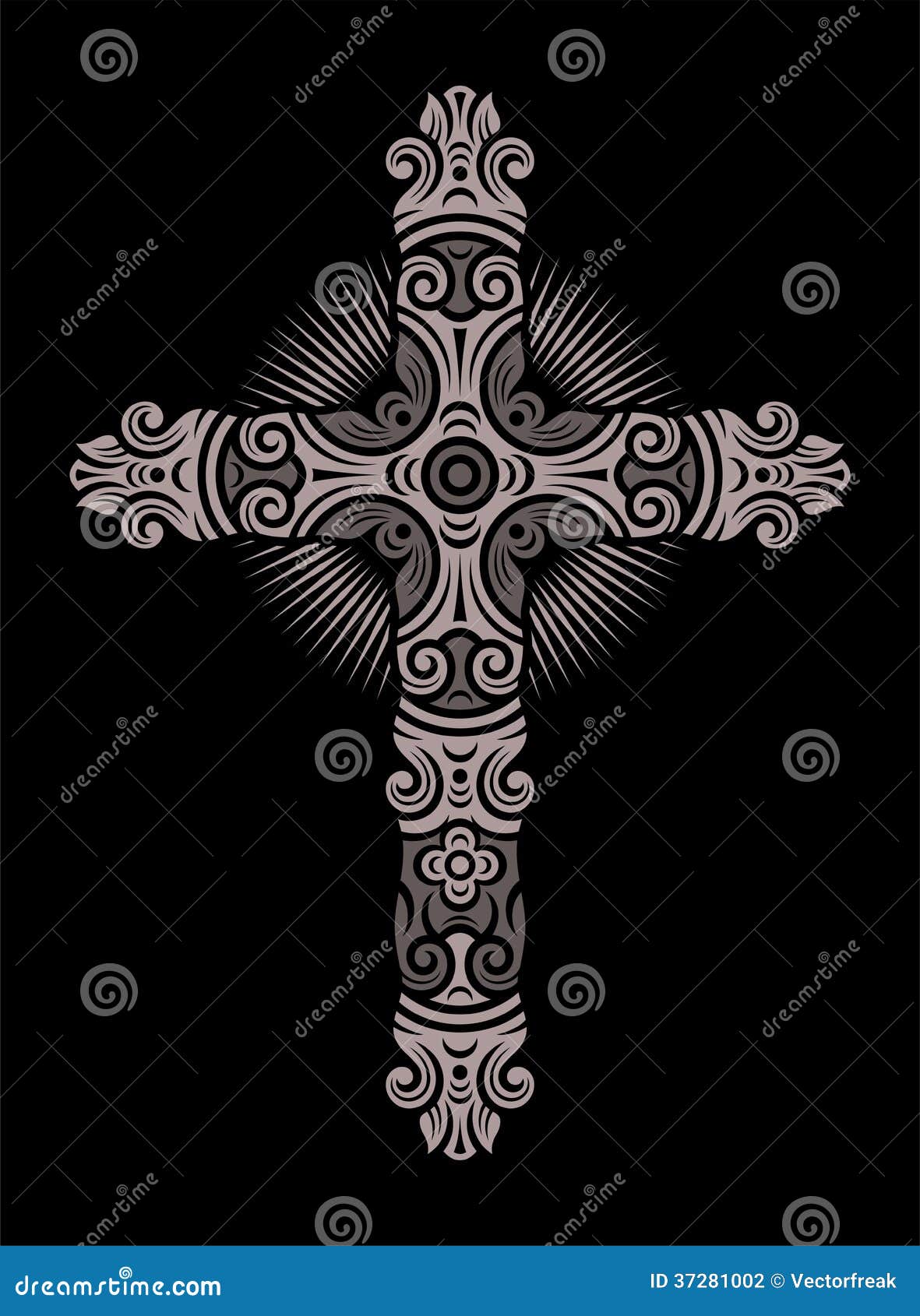 Antique Cross Ornament stock vector. Illustration of relief - 37281002