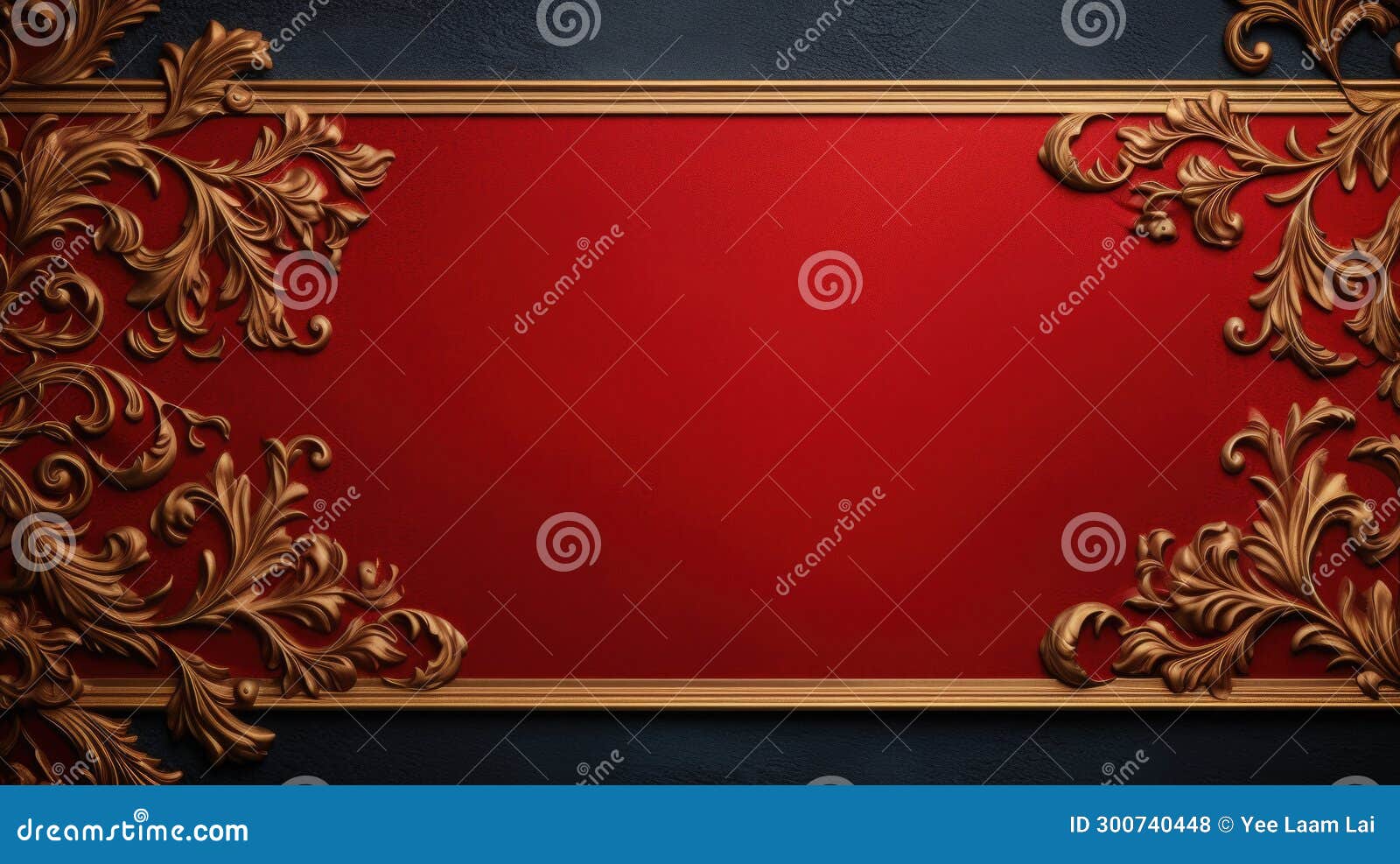 Antique Damask Frame with Red and Gold Color, Ai Stock Illustration ...