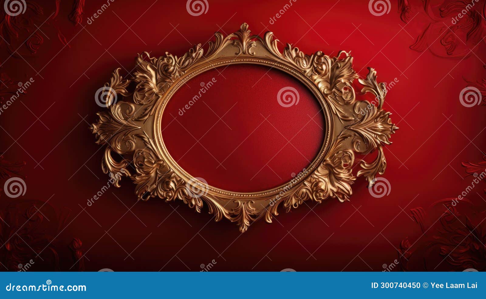 Antique Damask Frame with Red and Gold Color, Ai Stock Illustration ...