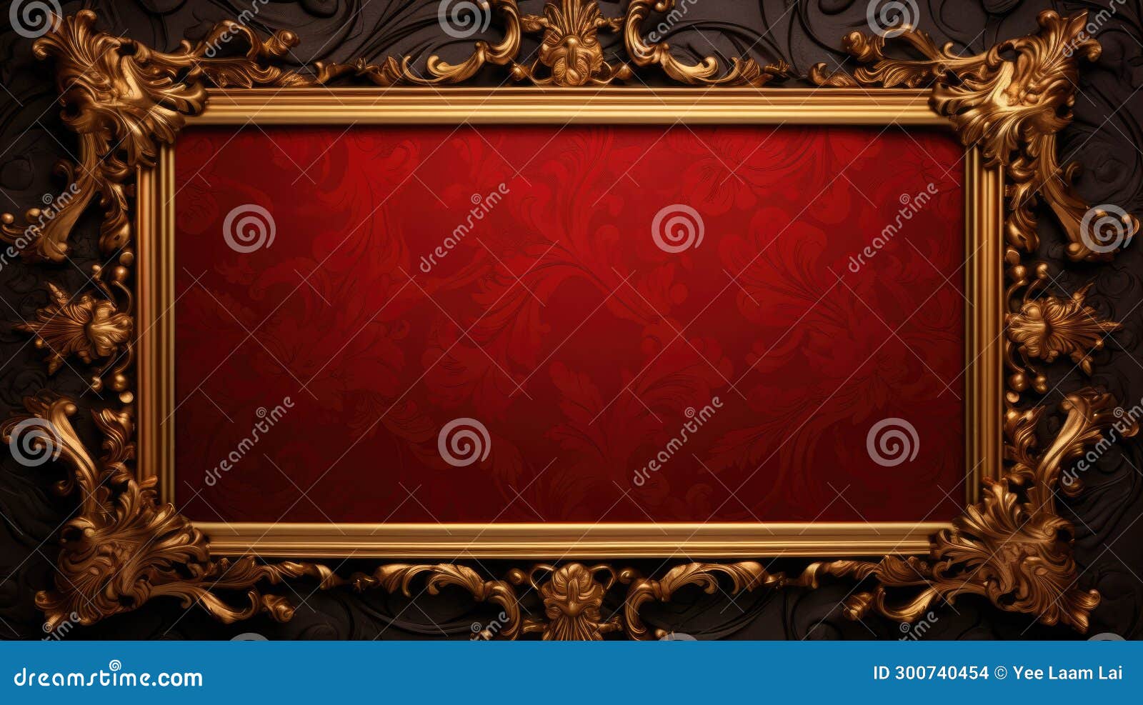 Antique Damask Frame with Red and Gold Color, Ai Stock Illustration ...