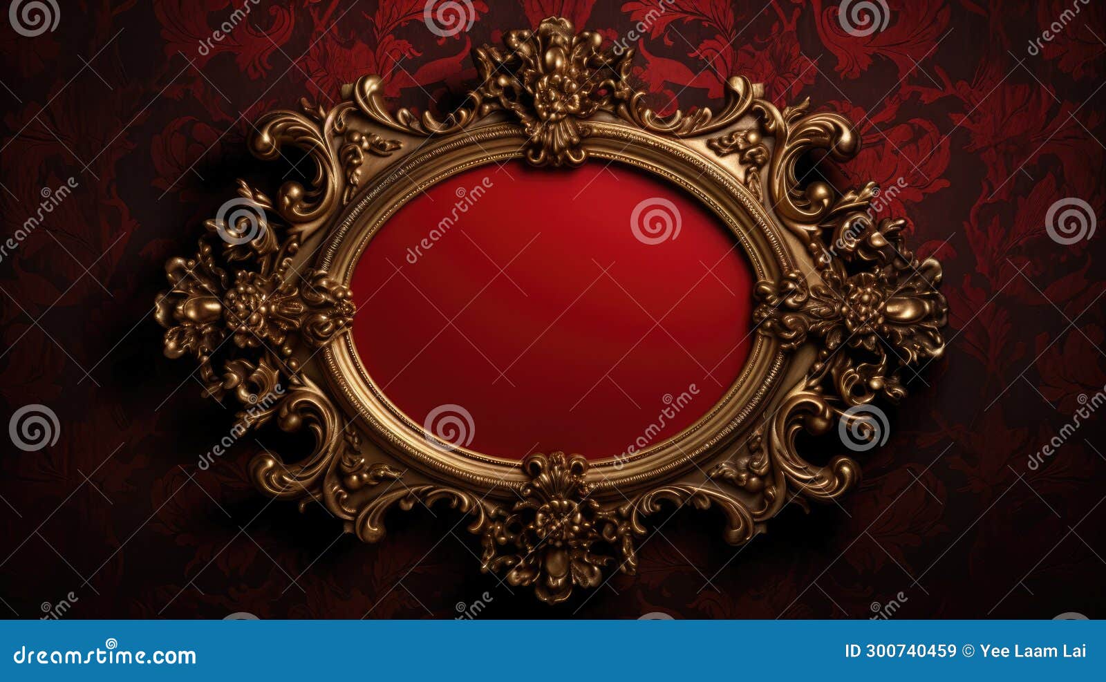 Antique Damask Frame with Red and Gold Color, Ai Stock Illustration ...