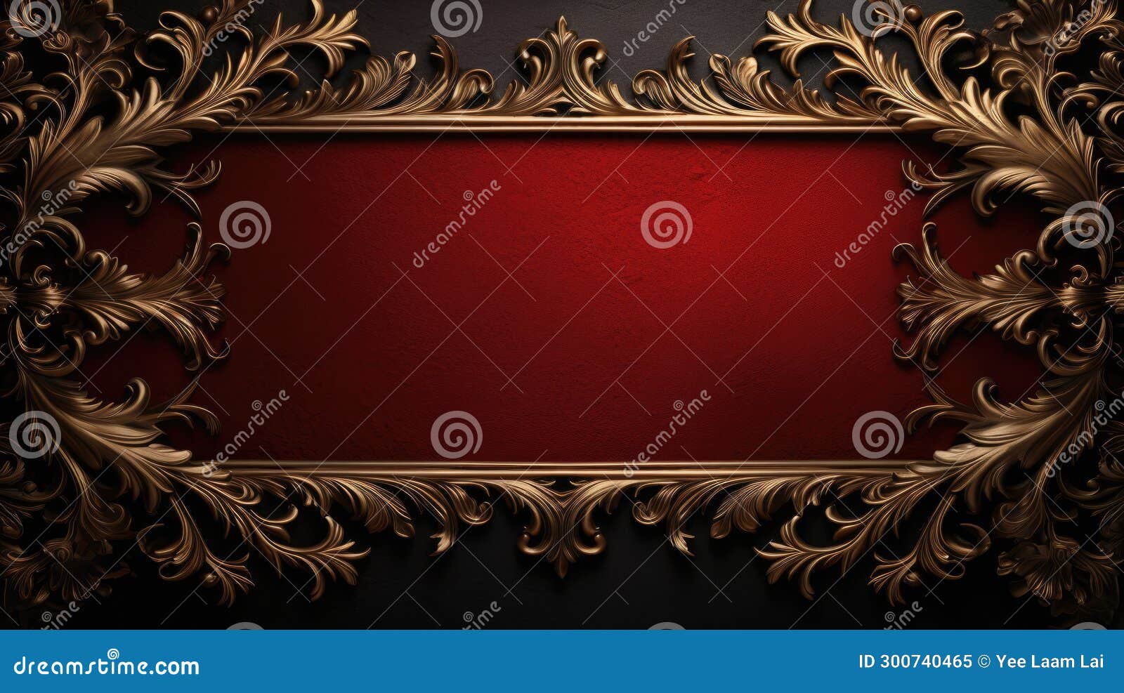 Antique Damask Frame with Red and Gold Color, Ai Stock Illustration ...
