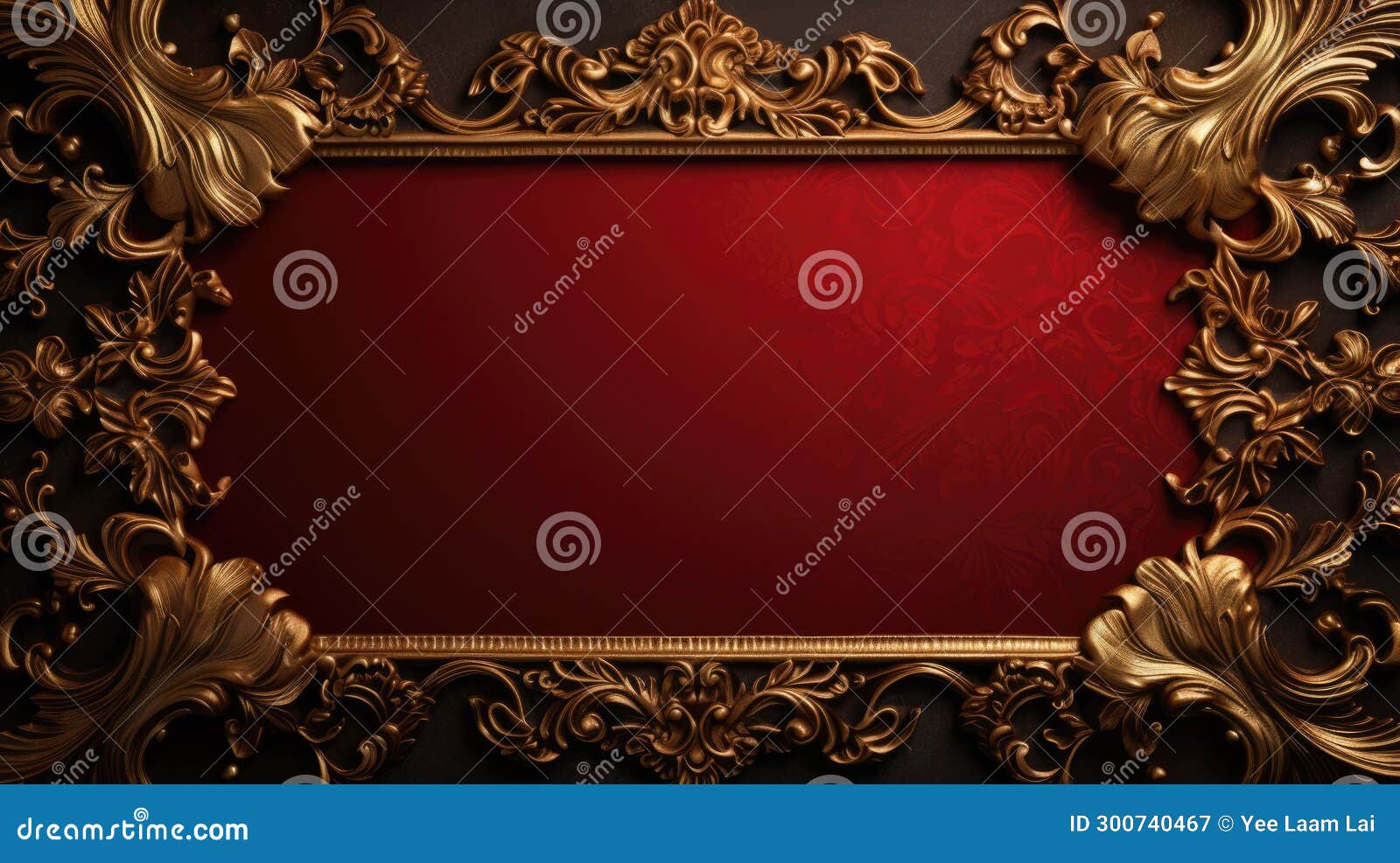 Antique Damask Frame with Red and Gold Color, Ai Stock Illustration ...