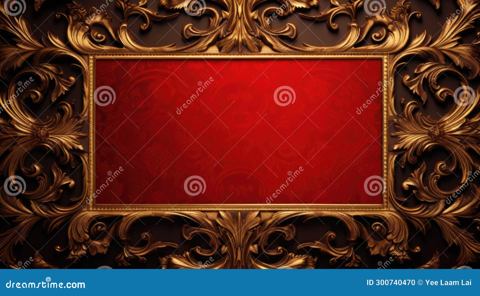 Antique Damask Frame with Red and Gold Color, Ai Stock Illustration ...