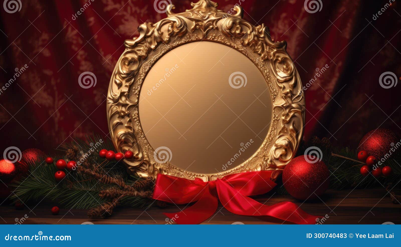 Antique Damask Frame with Red and Gold Color, Ai Stock Illustration ...
