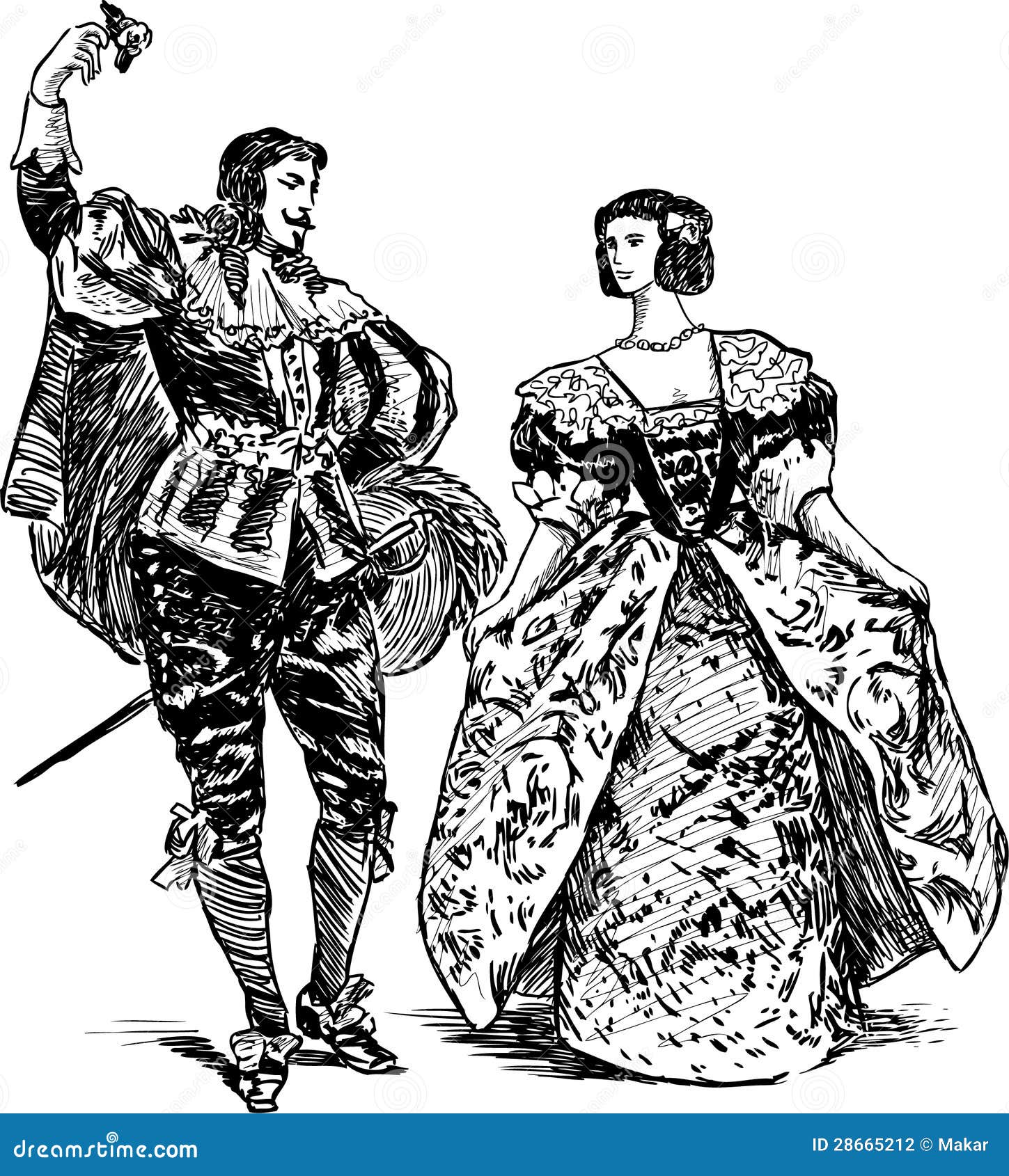 Ancient Dancing Pair Vector Illustration | CartoonDealer.com #28923850