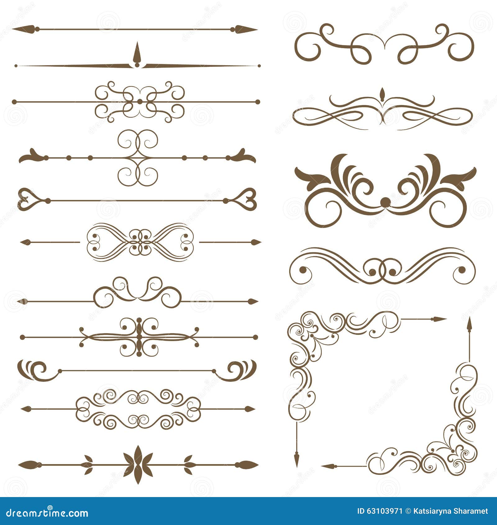 Antique Decorative Elements, and Scroll Elements, Set Page Dividers ... Antique Decorative Elements, and Scroll Elements, Set Page Dividers ...