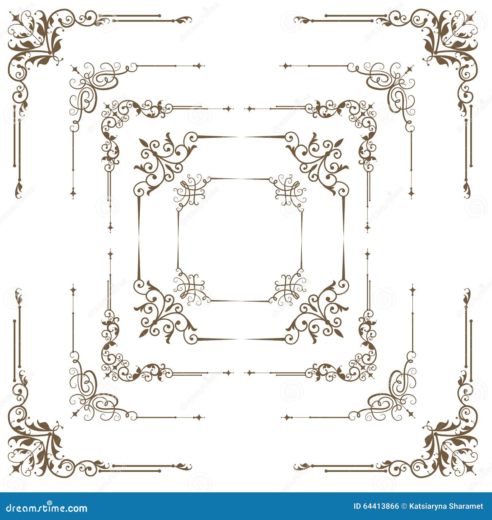 Antique Decorative Elements, Set Corners for Design. Stock Vector ...