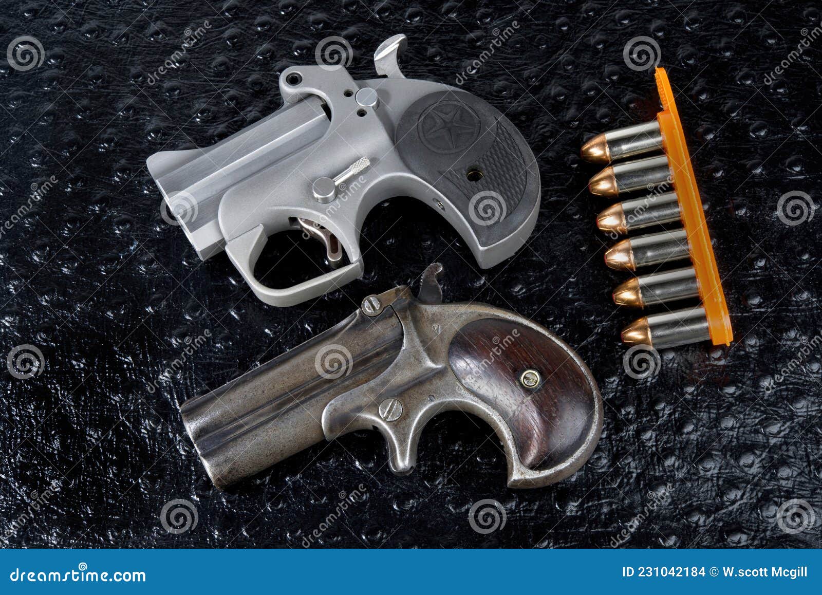 Antique Derringer and Modern Derranger Stock Photo - Image of security ...