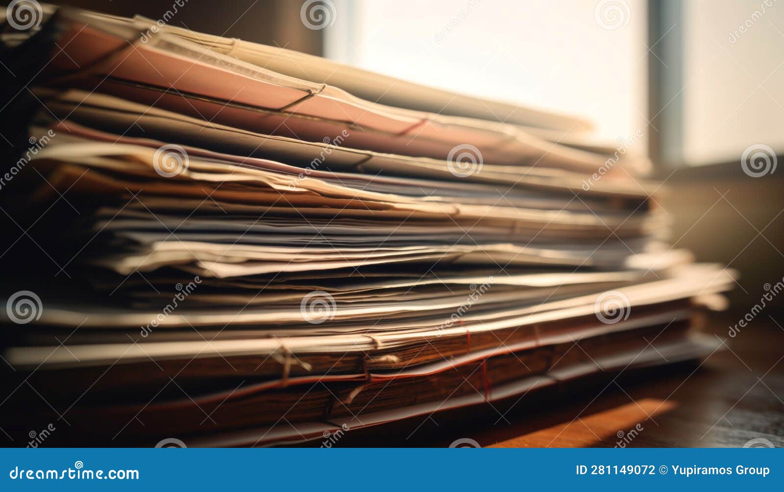Antique Desk Holds Messy Stack of Old Paperwork and Literature ...