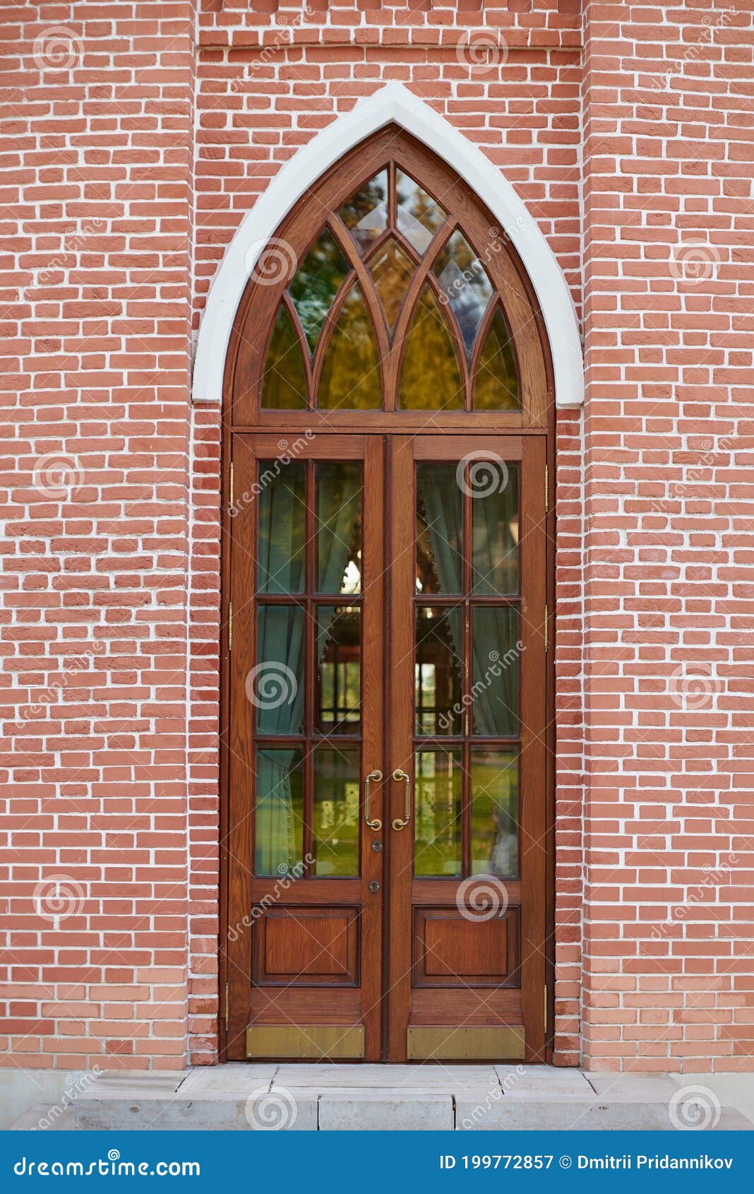 Antique Door in the Form of an Arch with a Pointed Top Stock Image ...