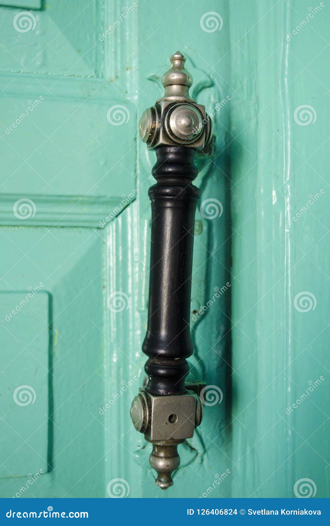 Antique Door Handle in Village House Stock Photo - Image of gate ...