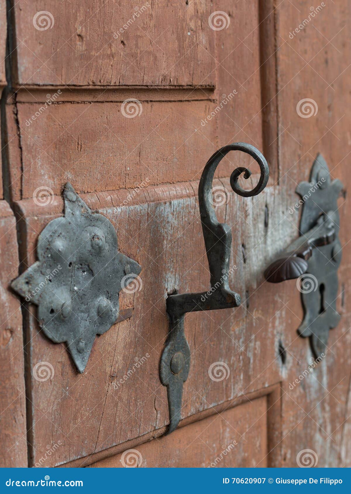 Antique Door, Keyhole and Handle - 4 Stock Image - Image of closeup ...