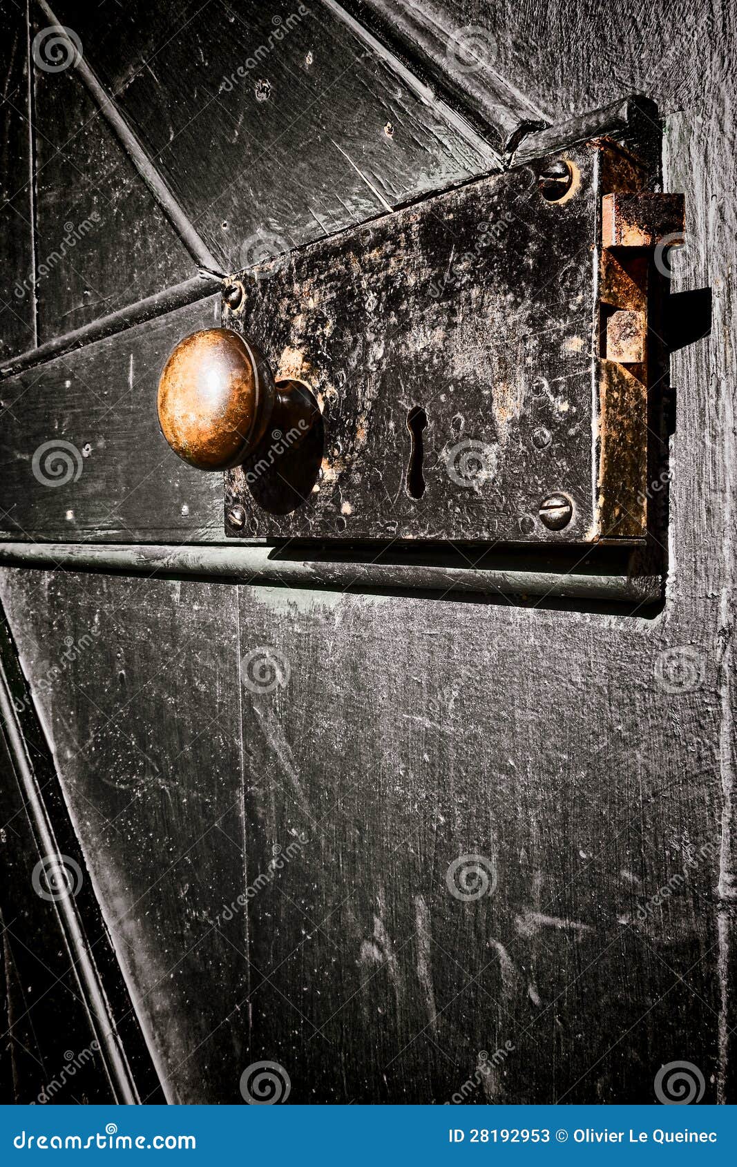 Antique Door Lock on Old Vintage Solid Wood Door Stock Image - Image of ...