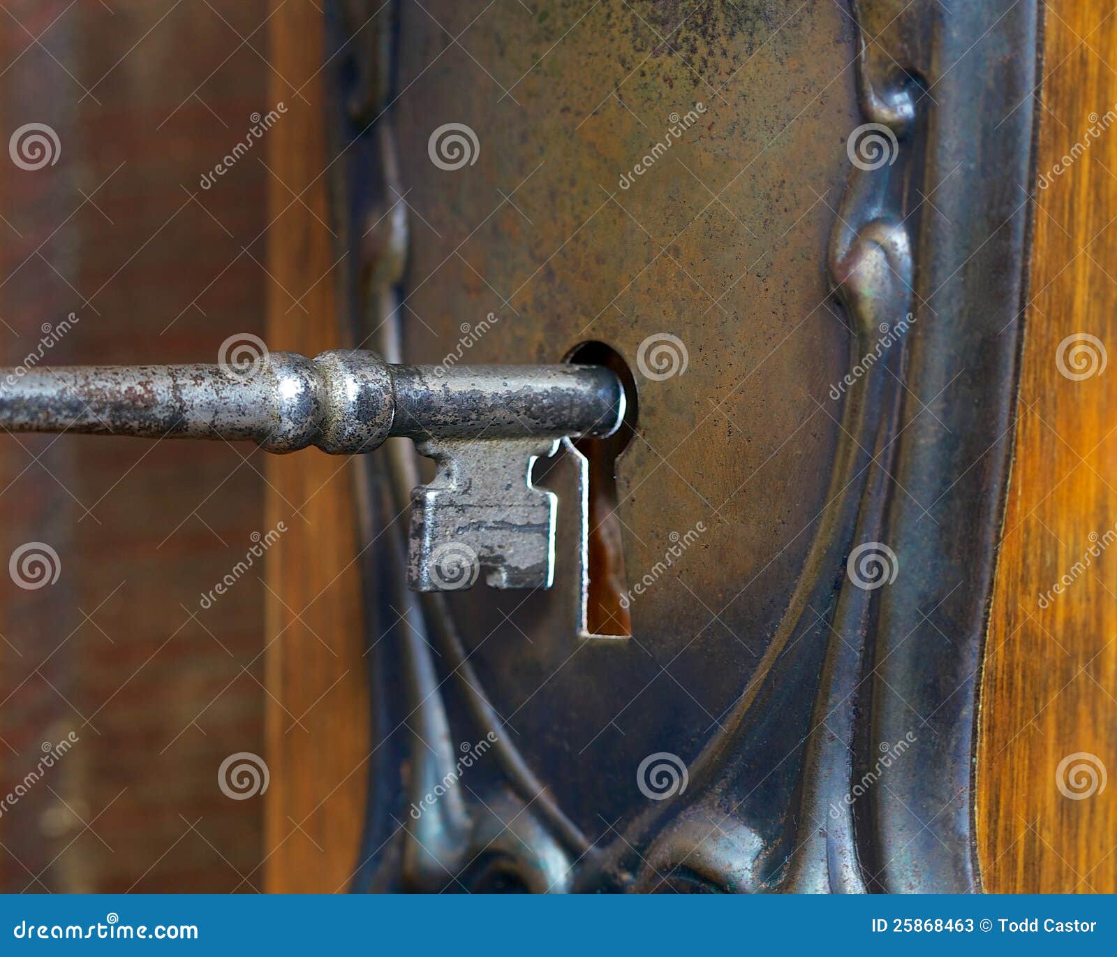 Antique Door With Skeleton Key Going Into Key Hole Royalty-Free Stock ...