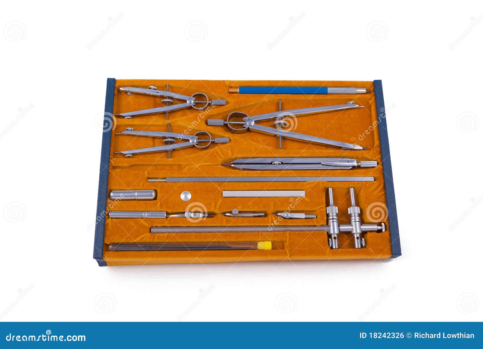 Antique Drafting Instruments Stock Photo - Image of drawing, orange ...