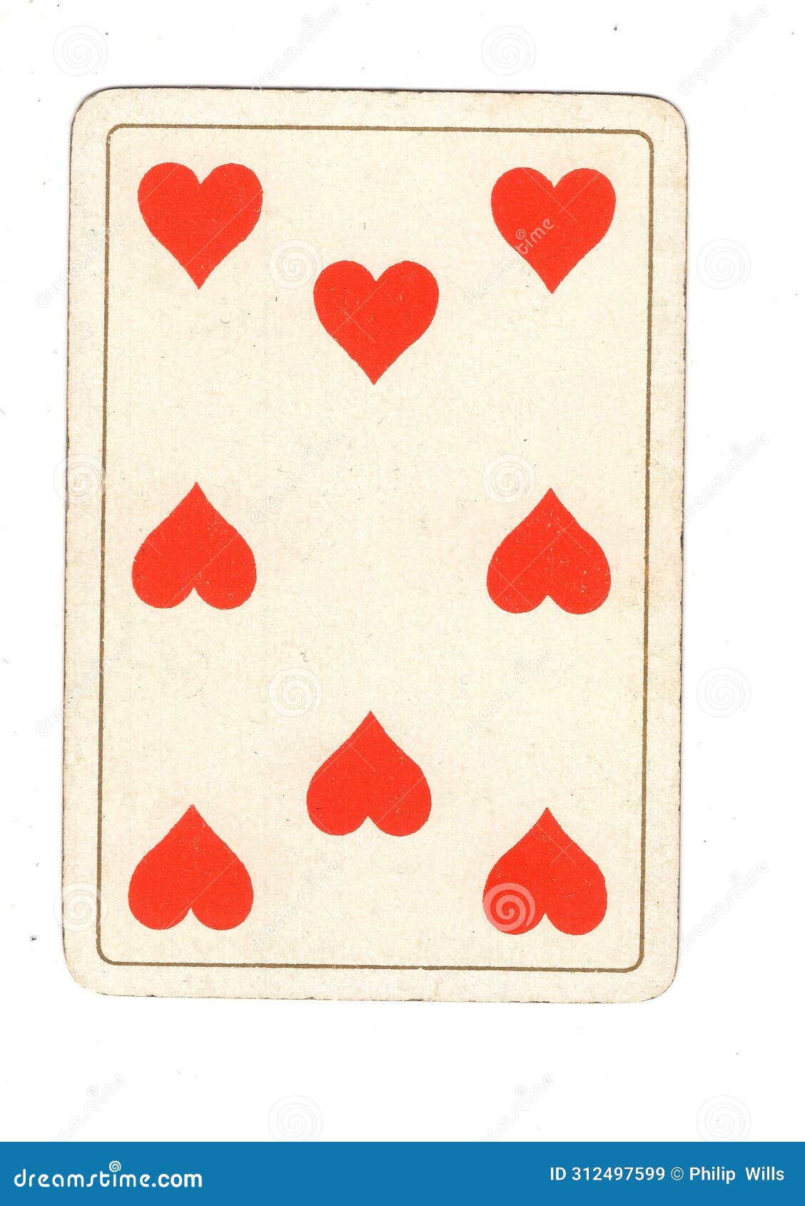 An Antique Eight of Hearts Playing Card. Stock Illustration ...