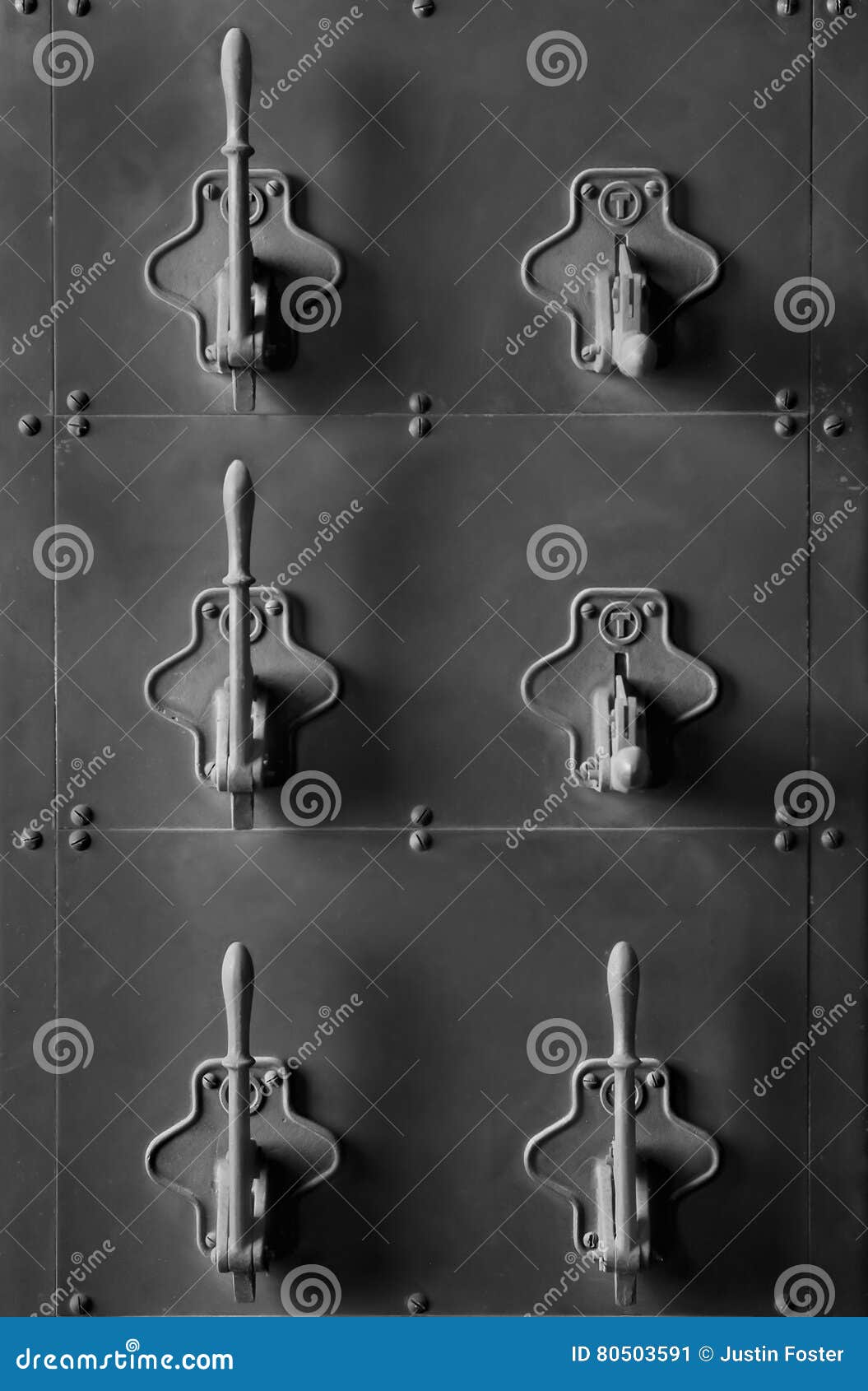 Antique Electrical Circuit Switch Panel - B&W Stock Image - Image of ...